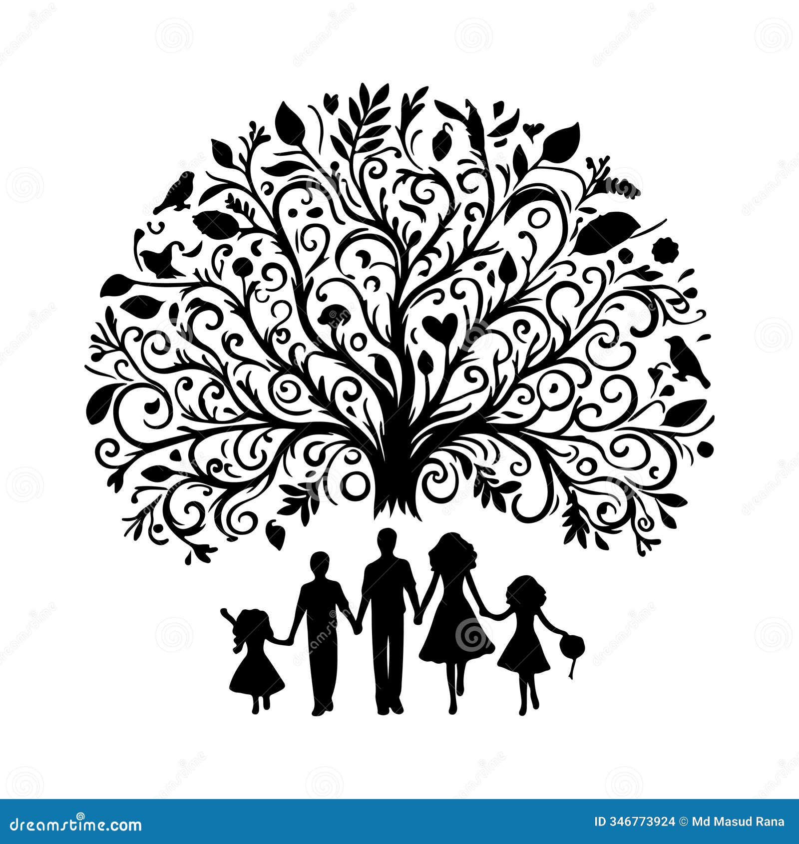 A Silhouette Family Tree Vector File (Editable). | CartoonDealer.com ...