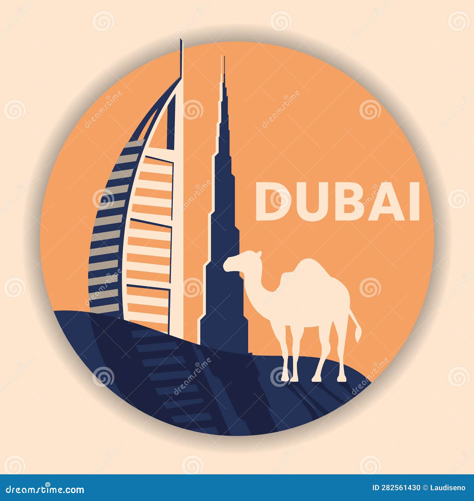 Silhouette of Famous Dubai Landmarks and a Camel Vector Stock Vector ...