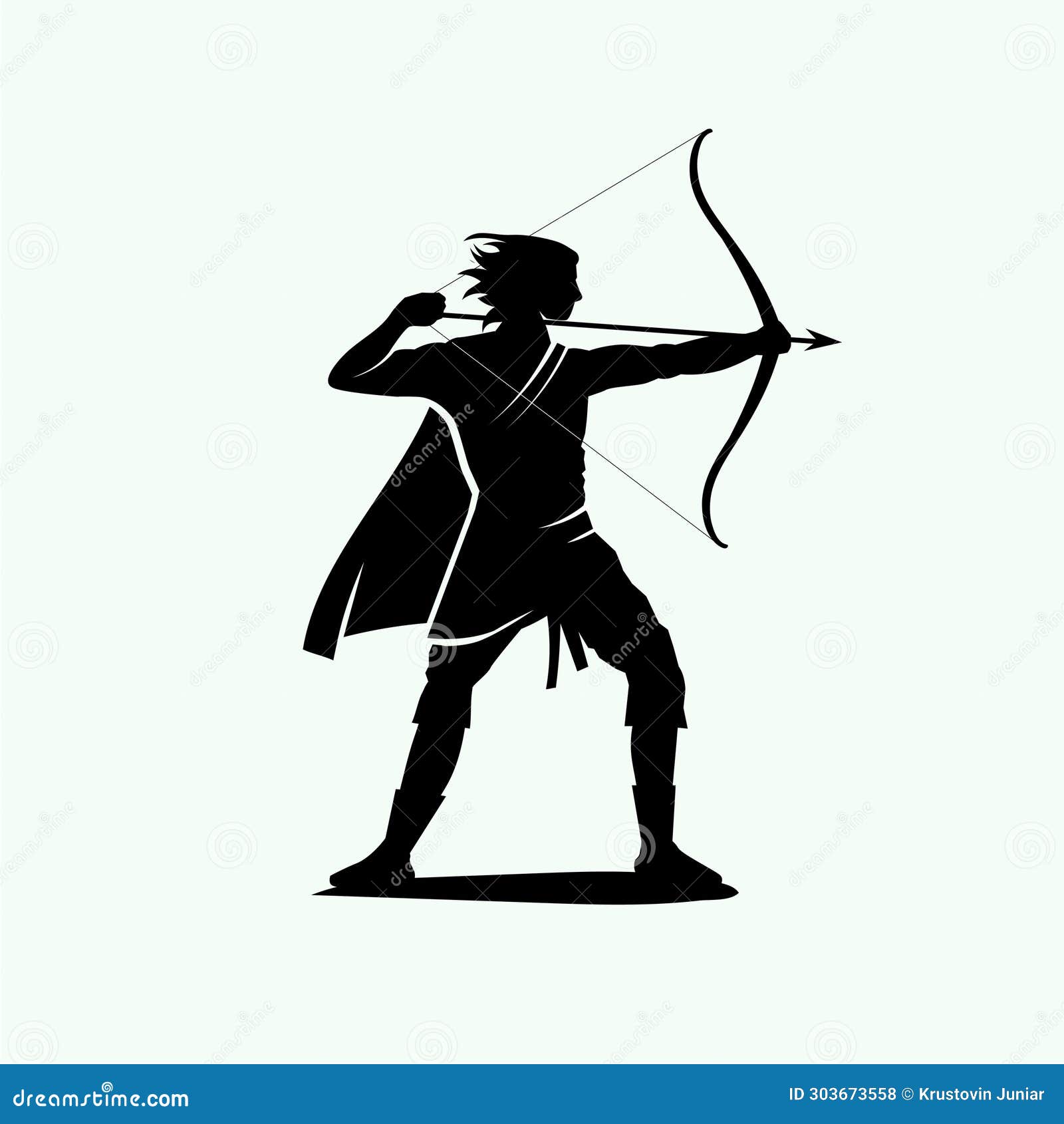 Silhouette Of An Archer On His Running Horse. Vector Illustration ...