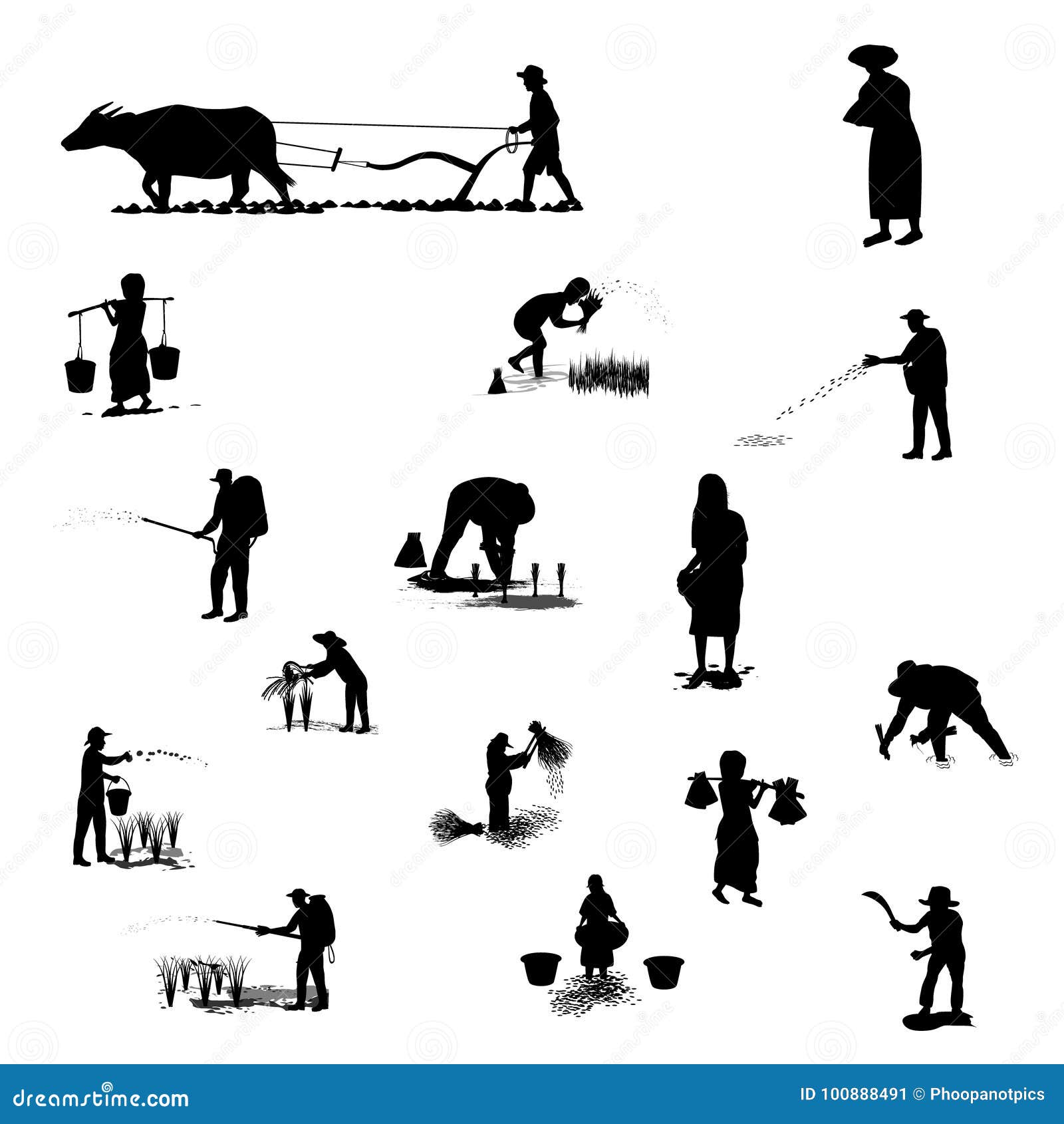 Silhouette Farmer shape stock vector. Illustration of straw - 100888491