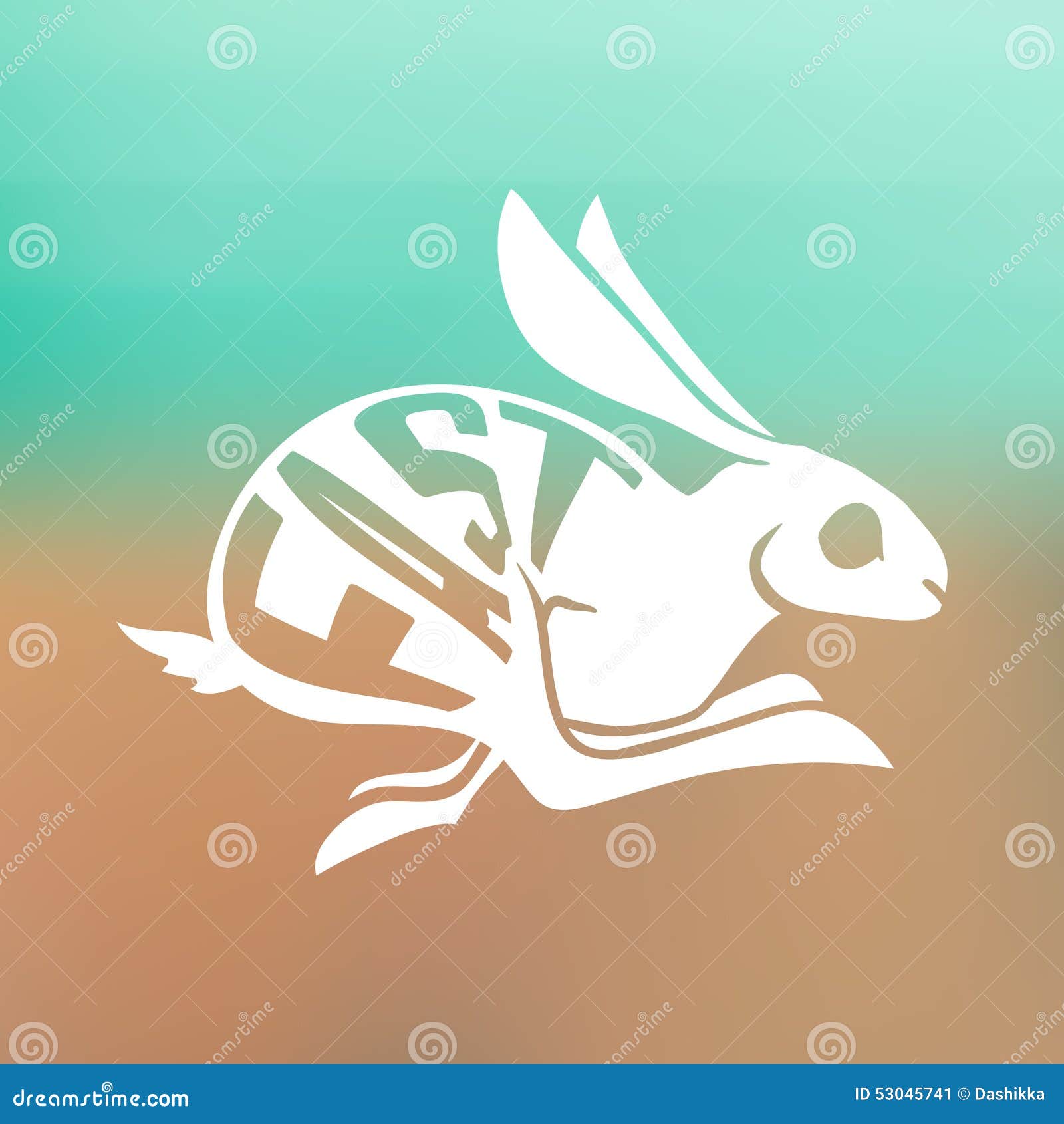 Silhouette of Fast Rabbit with Text Inside on Blur Background. Stock ...