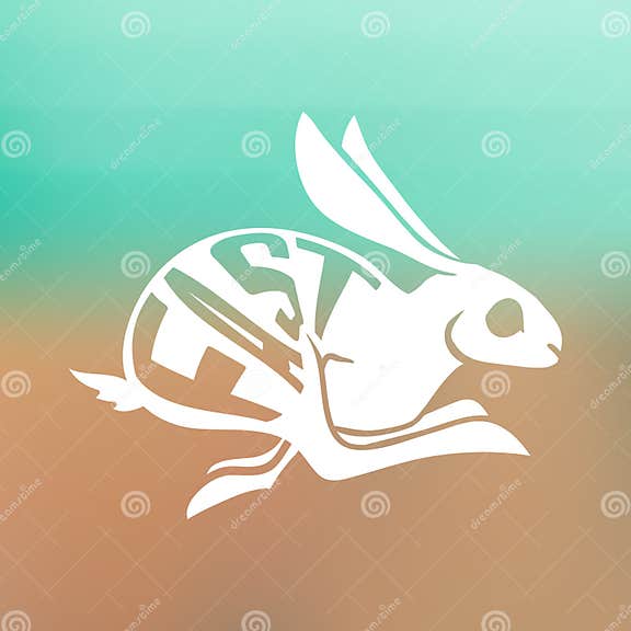 Silhouette of Fast Rabbit with Text Inside on Blur Background. Stock ...