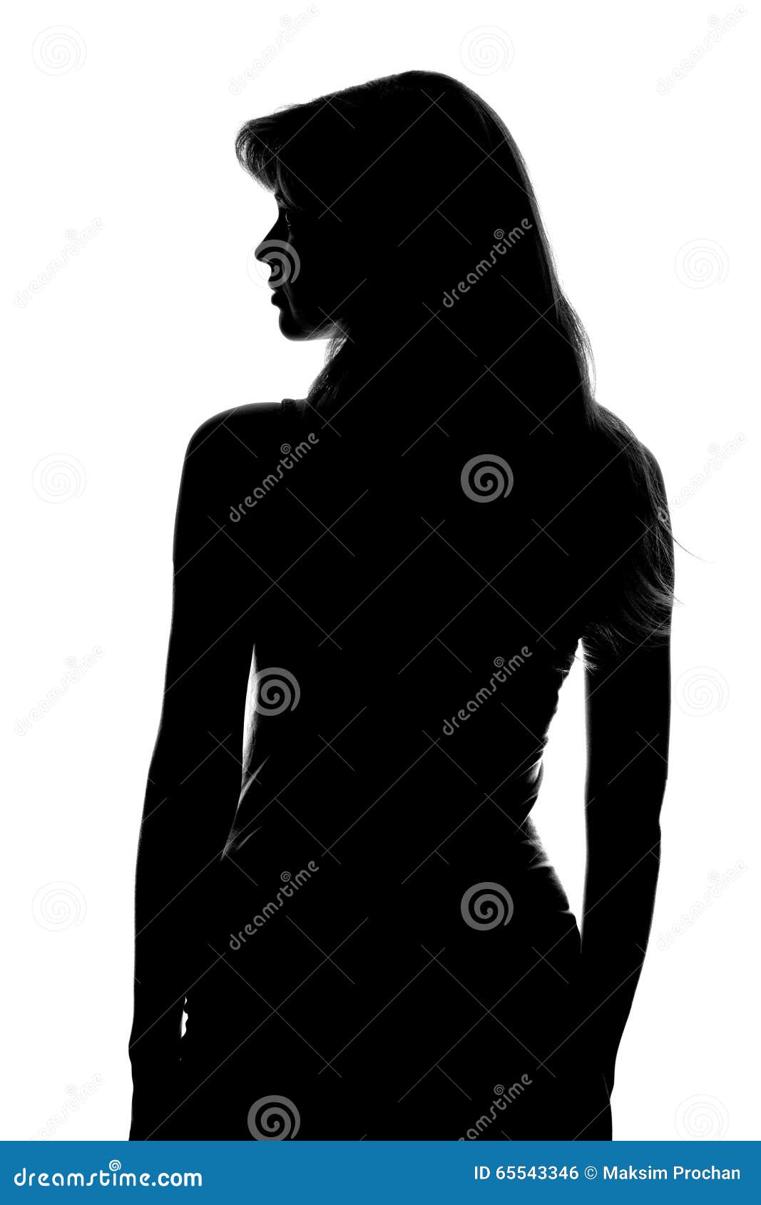 Silhouette of a Female Figure on a White Background Stock Photo - Image ...
