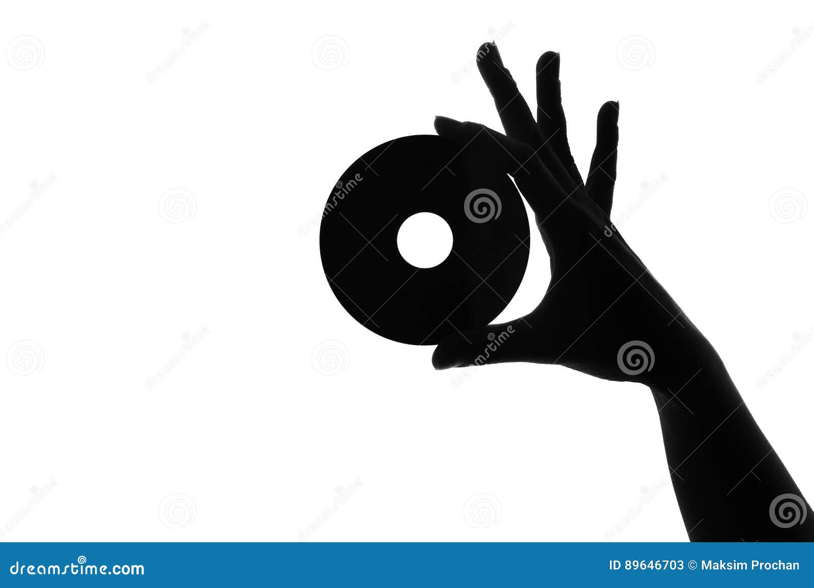 Silhouette of a Female Hand with a Disk Stock Image - Image of isolated ...
