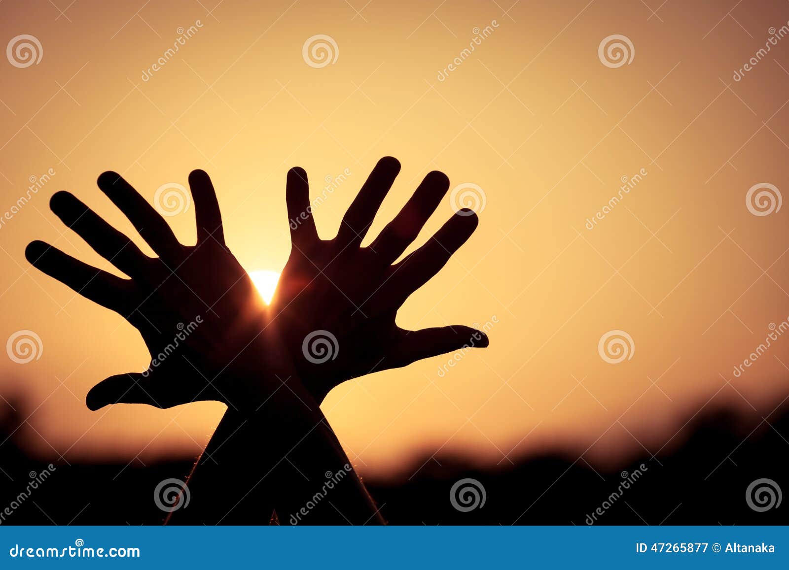 Silhouette of female hands stock image. Image of nature - 47265877