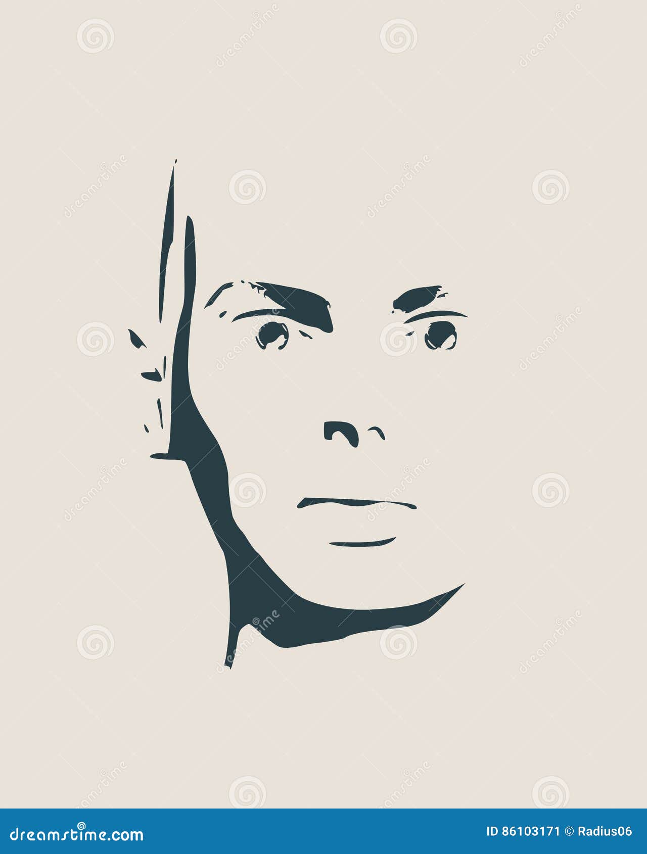 Silhouette of a Female Head. Face Front View. Stock Vector ...