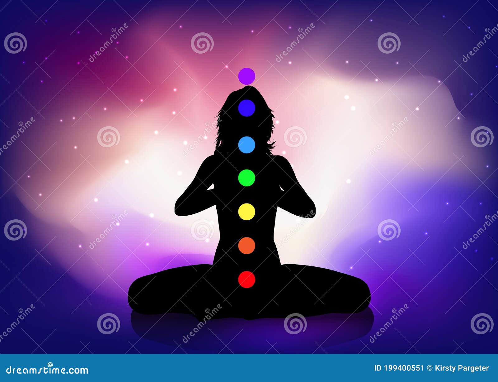 Silhouette of Female in Yoga Pose with Chakras Stock Vector ...