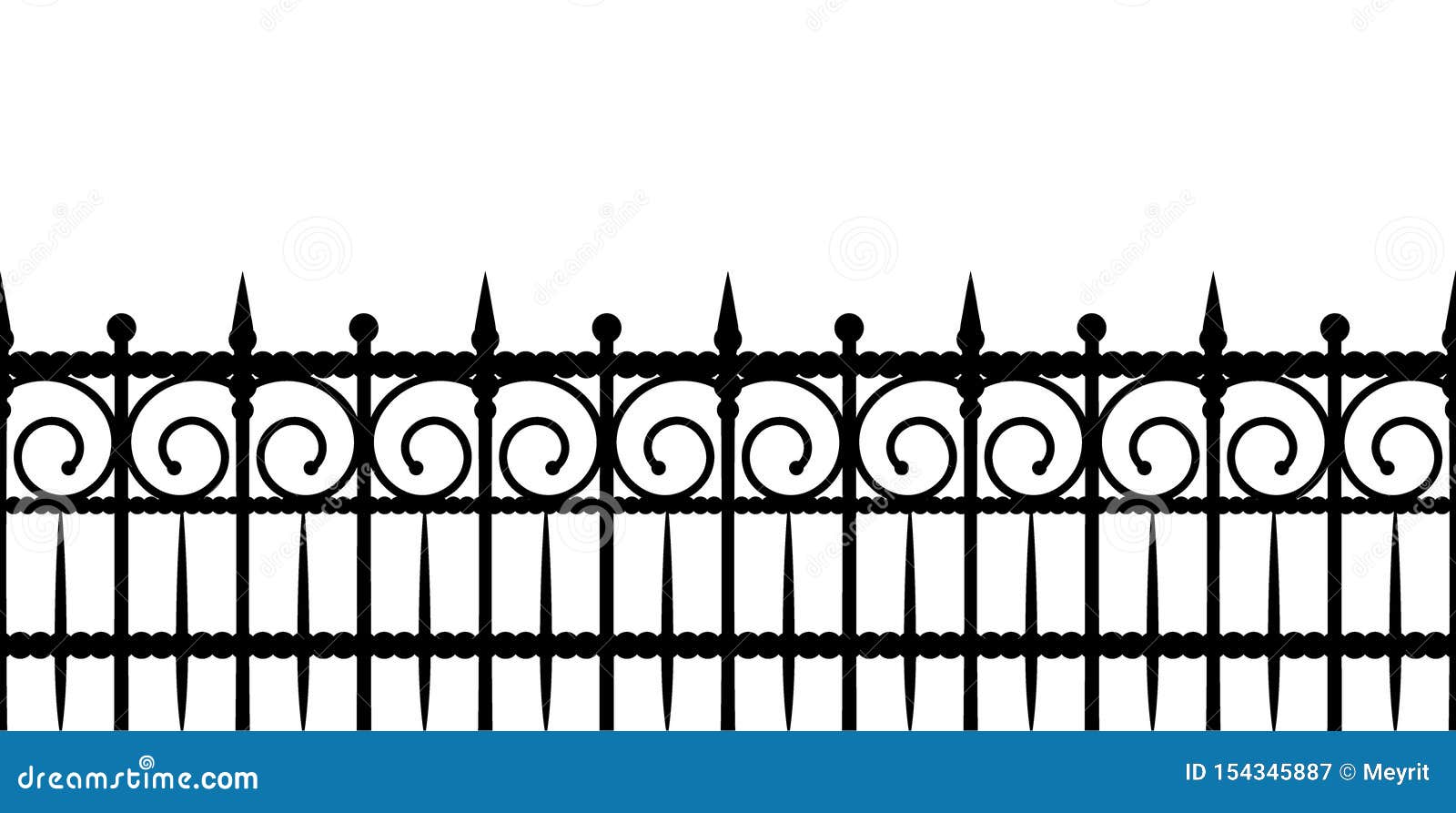 Silhouette of a Fence. Seamless Horizontal Vector Pattern on White ... Silhouette of a Fence. Seamless Horizontal Vector Pattern on White ...