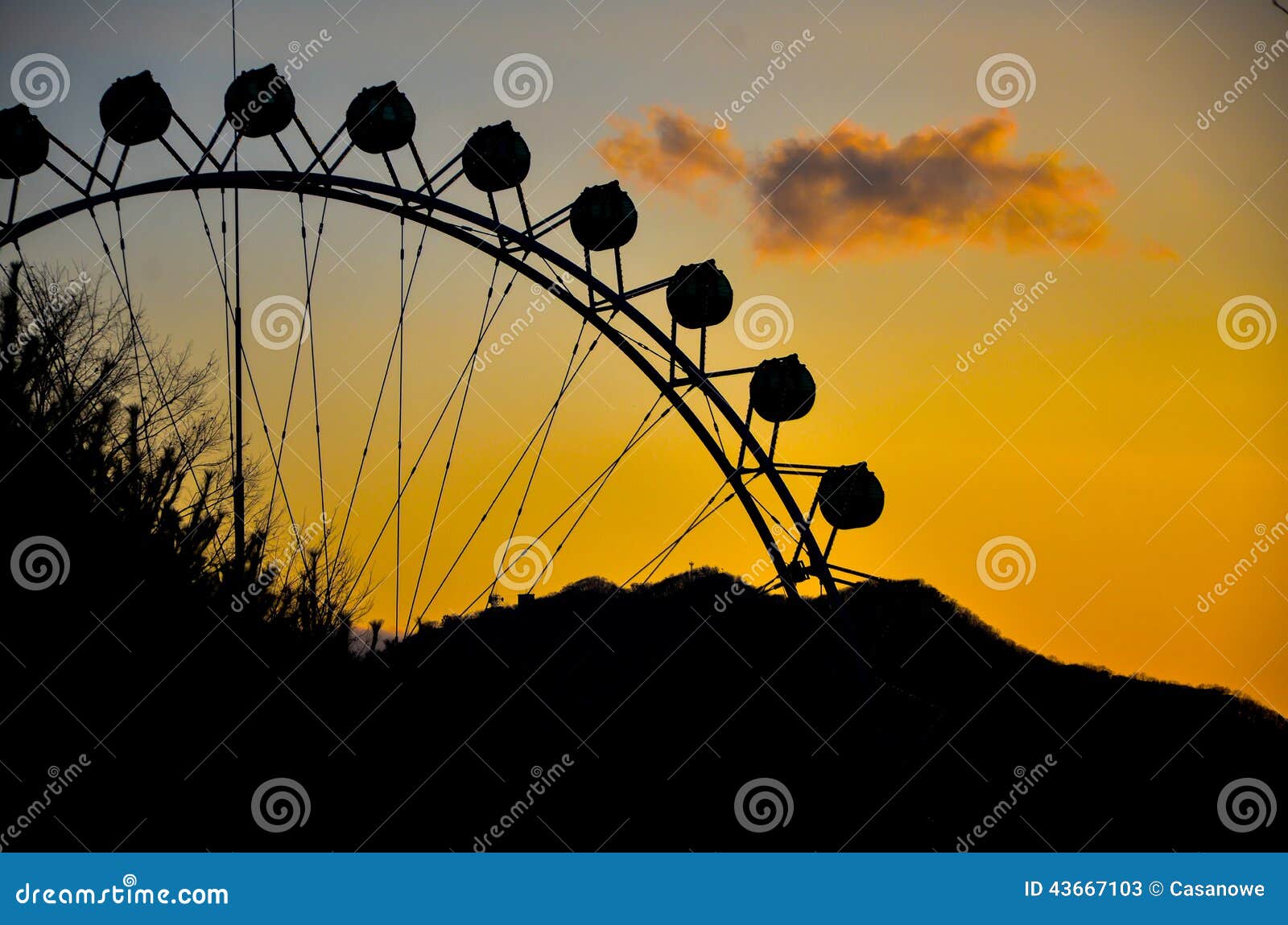 Silhouette of a Ferris Wheel at Sunset Stock Image - Image of ...