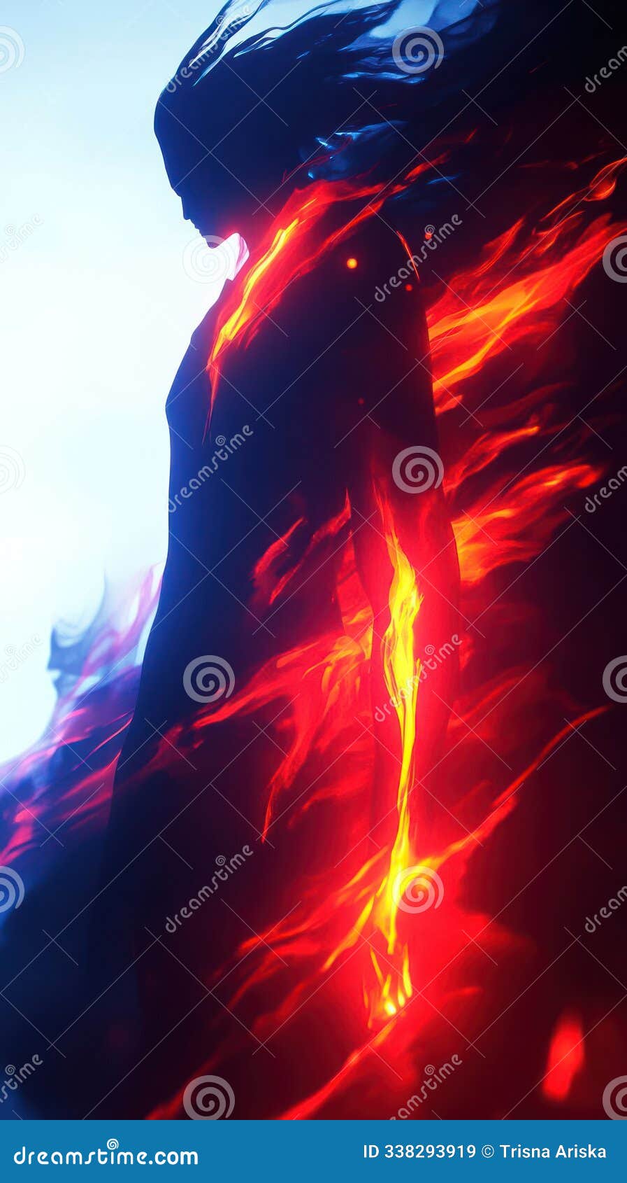 A Silhouette of a Figure with Fiery, Glowing Elements, Suggesting Power ...