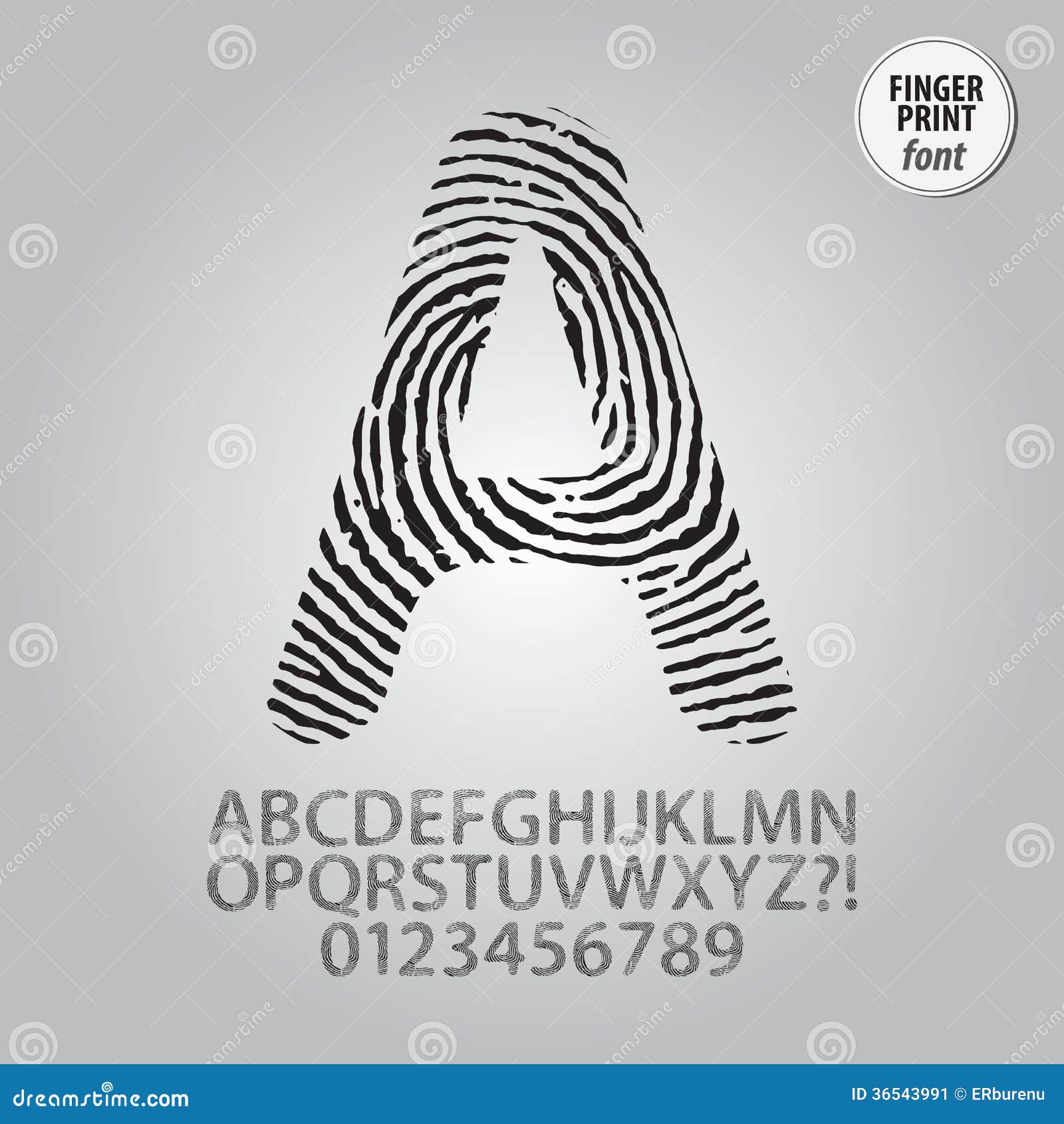 Silhouette Fingerprint Alphabet and Digit Vector Stock Vector ...