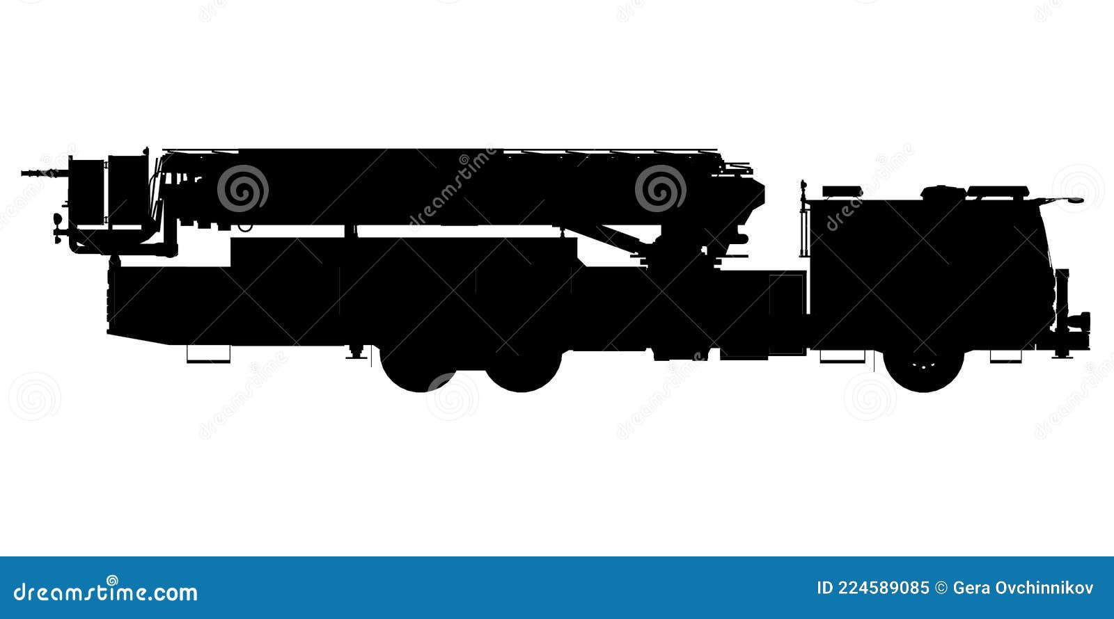 Silhouette of a Fire Engine Isolated on a White Background. Side View ...