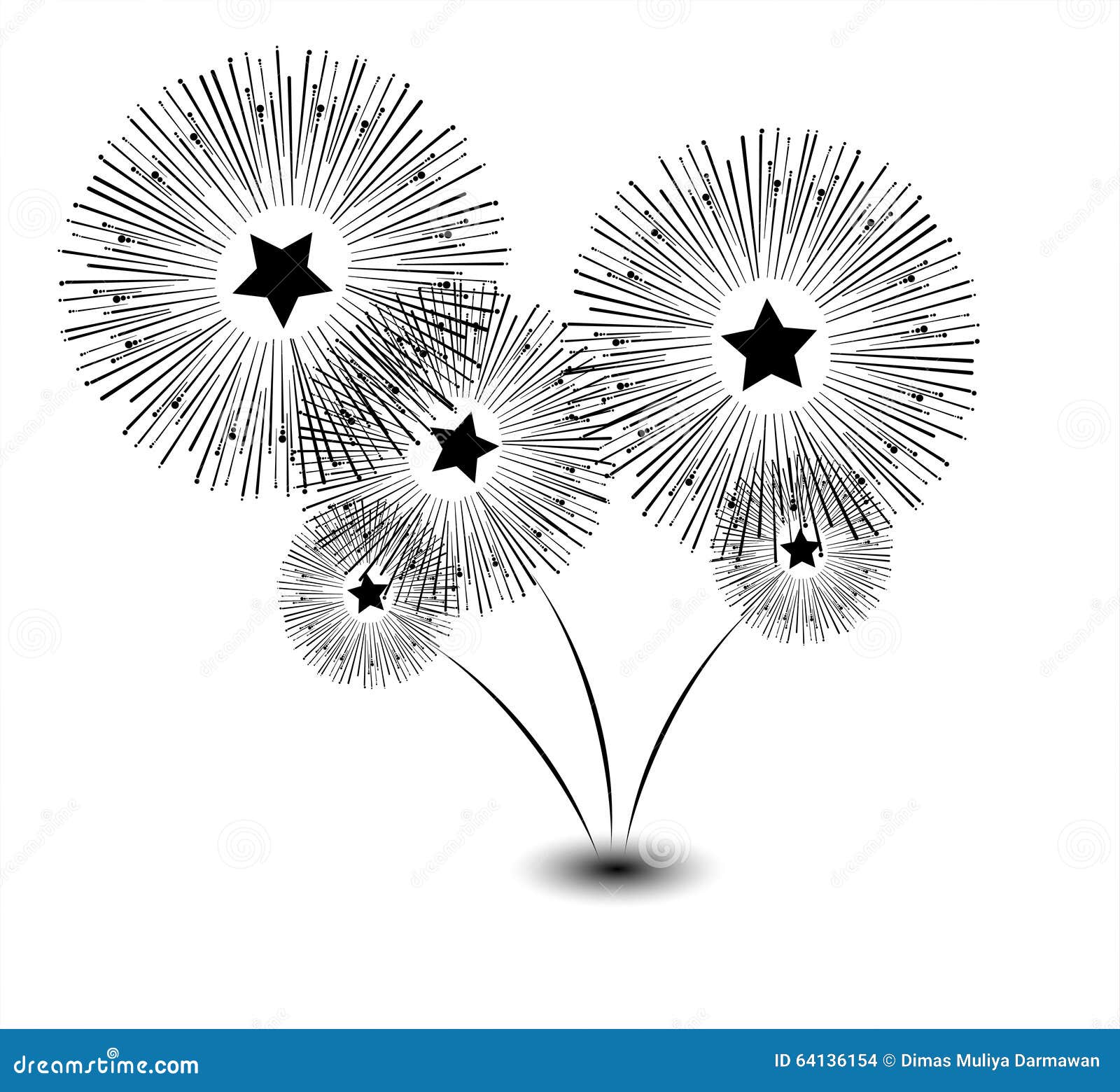 Silhouette of fireworks stock illustration. Illustration of firecracker ...