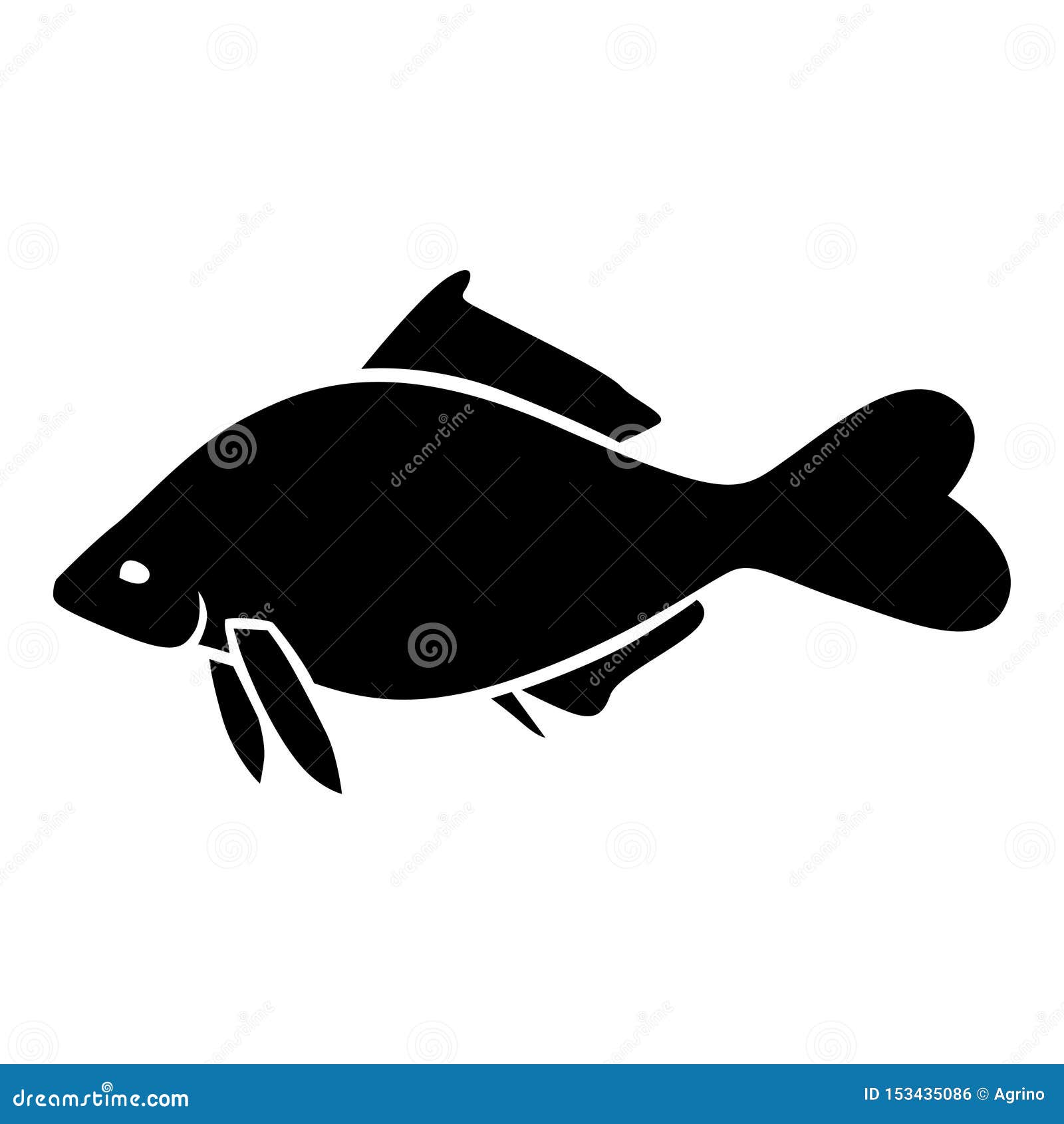 Silhouette of a fish icon stock vector. Illustration of river - 153435086