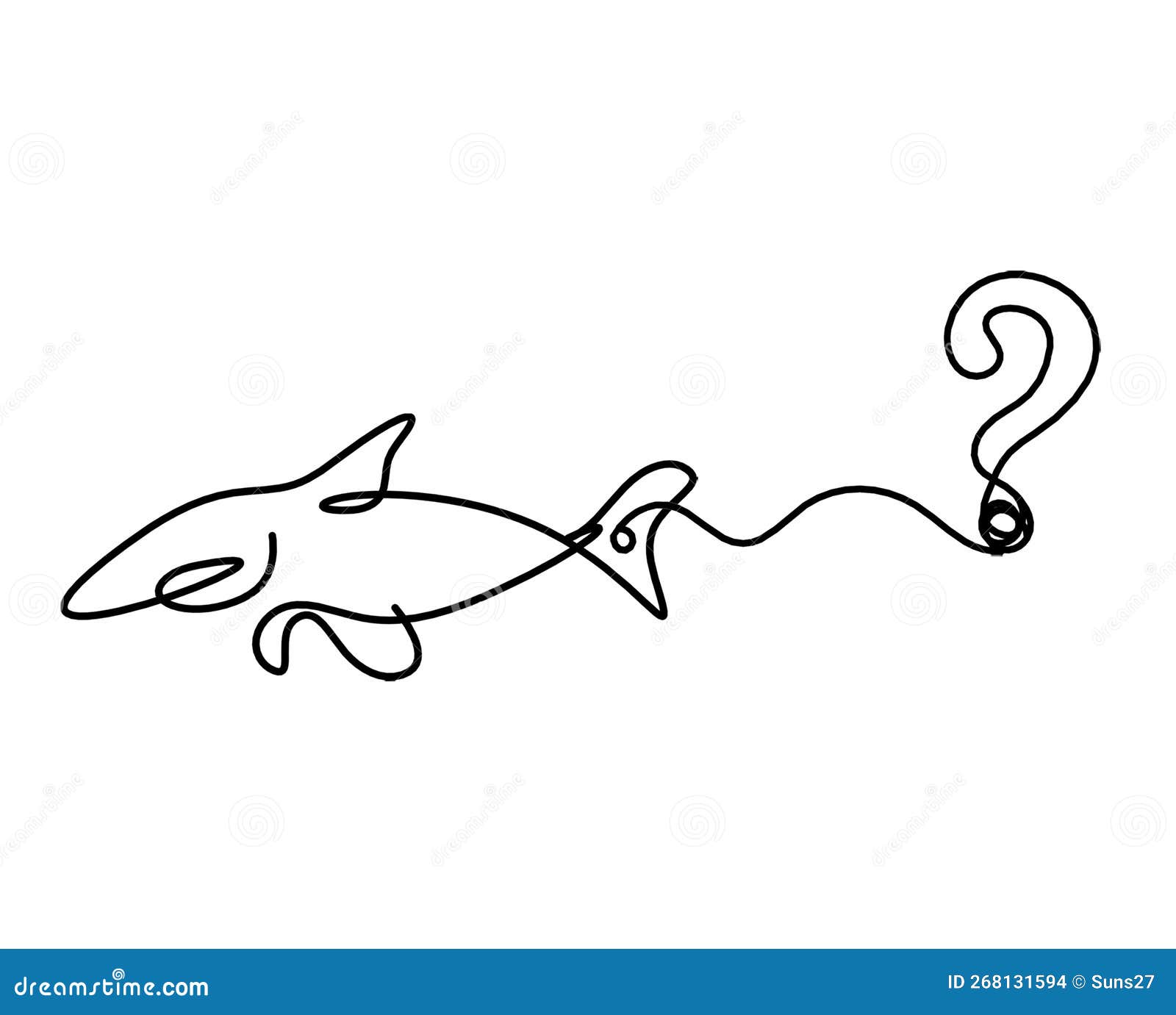 Silhouette of Fish and Question Mark As Line Drawing on White Stock ...