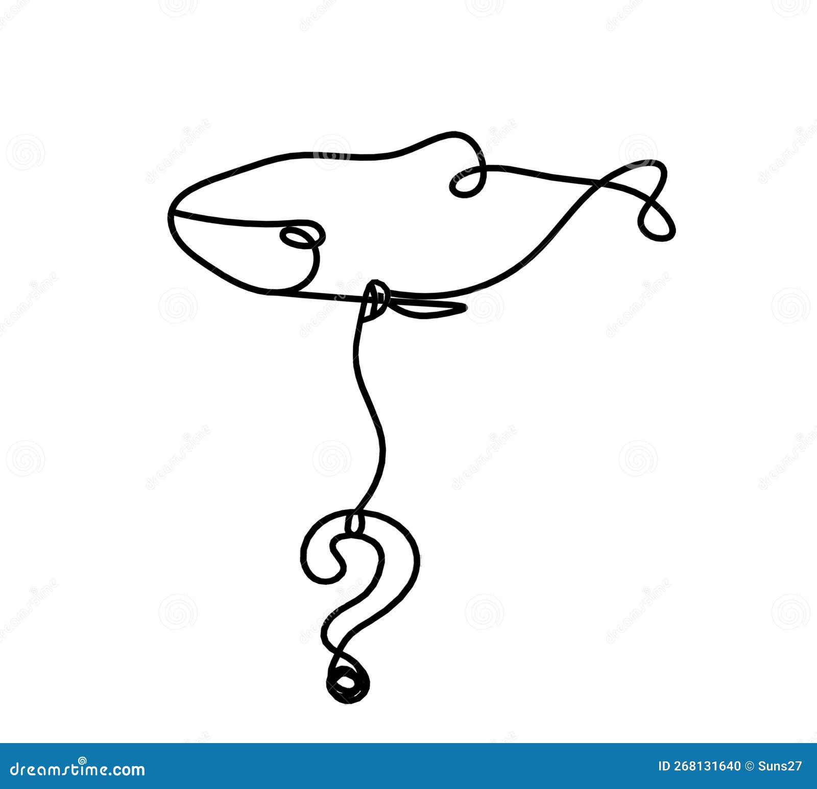 Silhouette of Fish and Question Mark As Line Drawing on White Stock ...