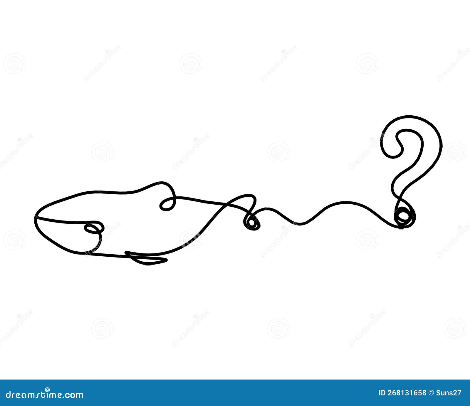 Silhouette of Fish and Question Mark As Line Drawing on White Stock ...