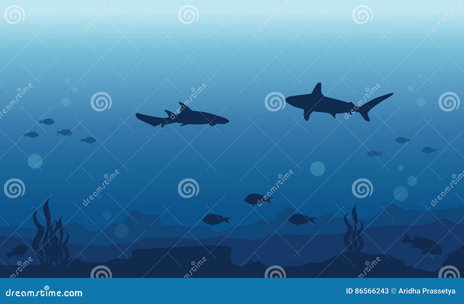 Silhouette of Fish Various Background Underwater Stock Vector ...