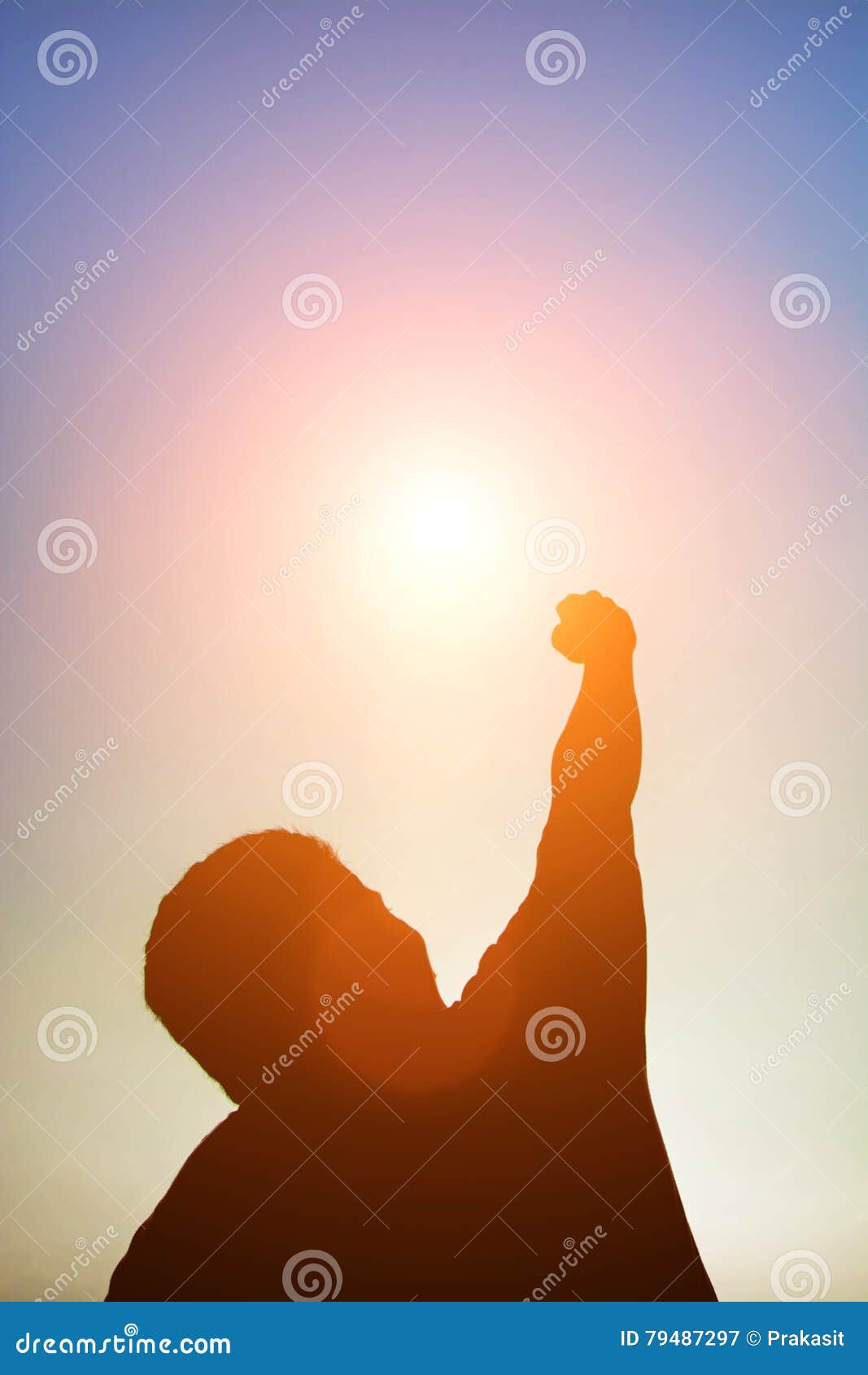 Silhouette Fist of the Man Show Success Stock Image - Image of arms ...