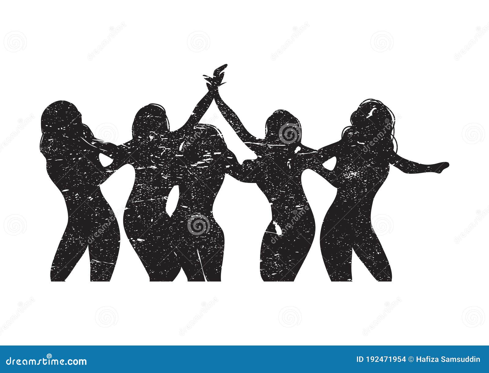 Silhouette of Five Women. Vector Illustration Decorative Design Stock ...