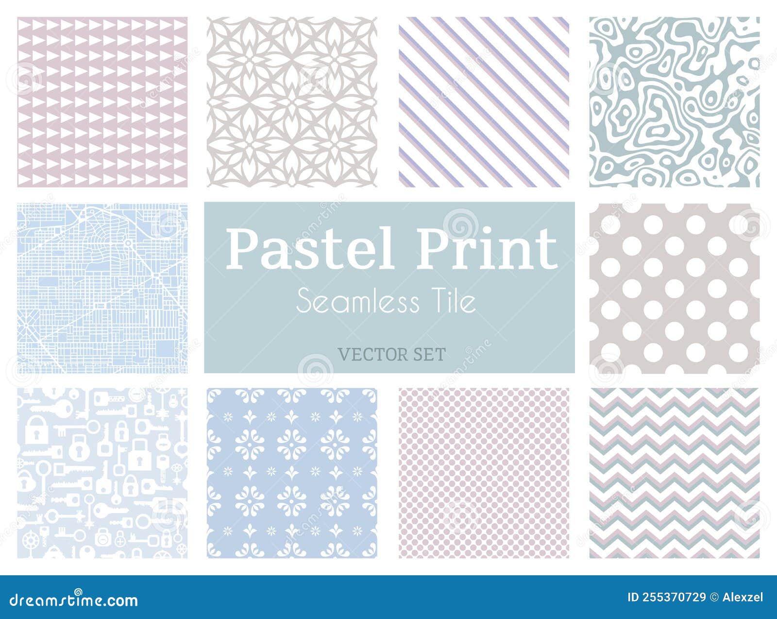 Silhouette of a Floral Pattern Seamless Tile Pastel Set Stock ...