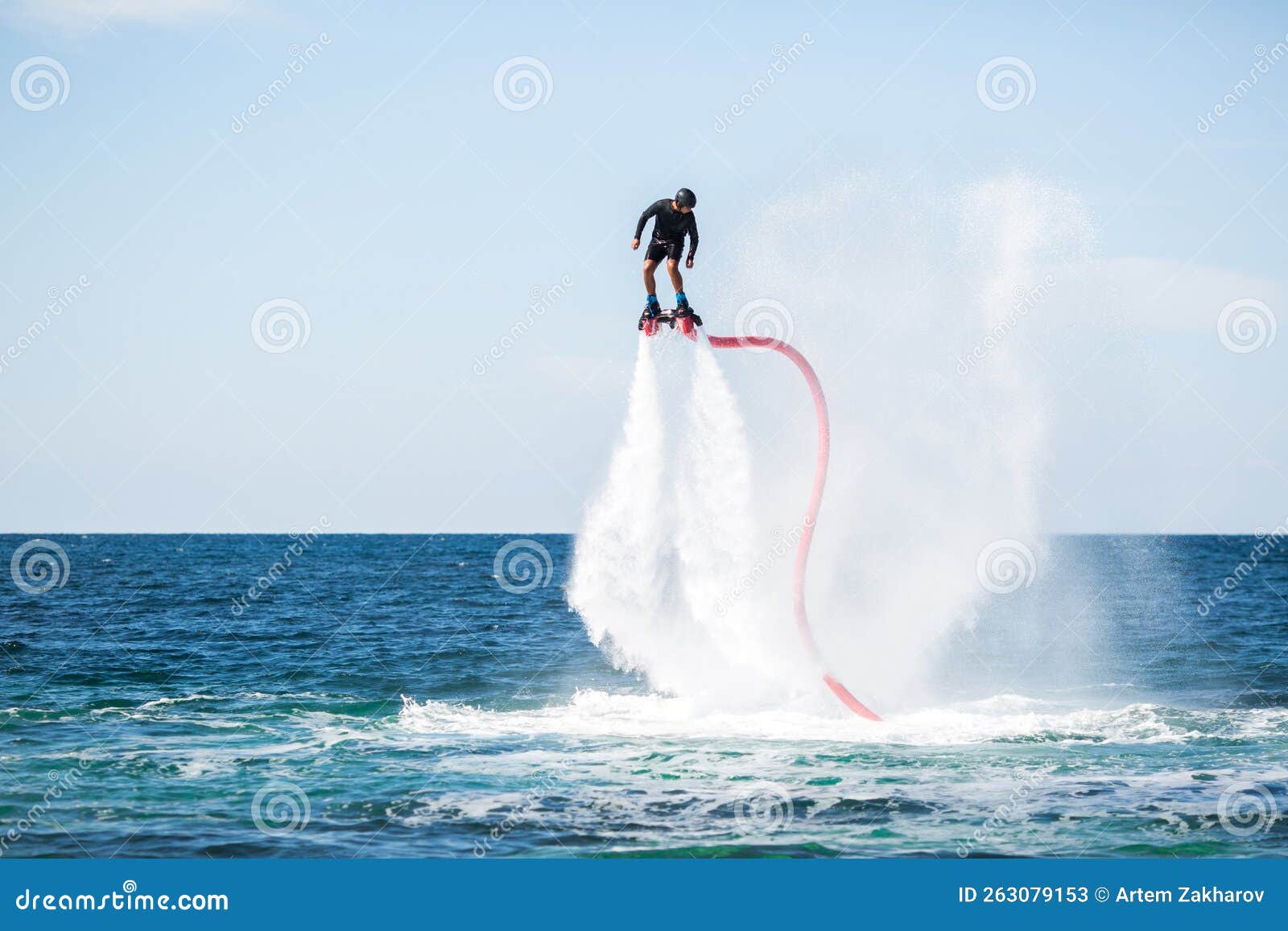 Silhouette of a Fly Board Rider at Sea. Stock Image - Image of aquatic ...
