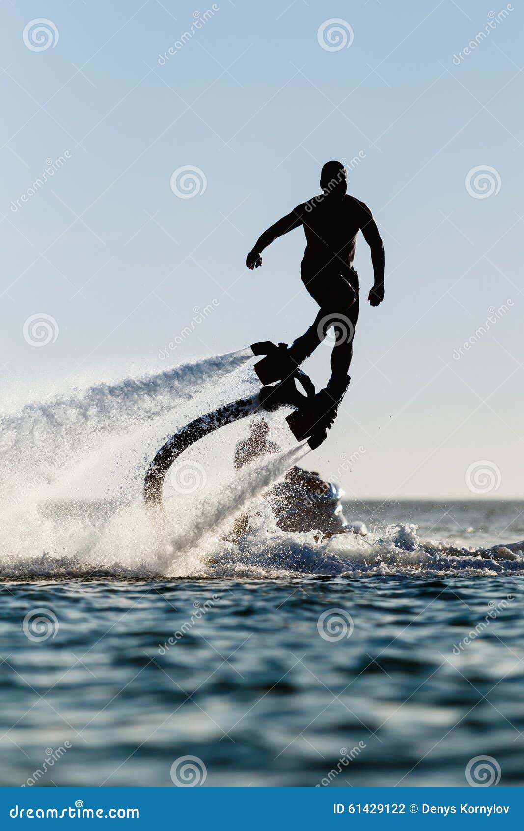 Silhouette of a Fly Board Rider Stock Photo - Image of silhouette ...