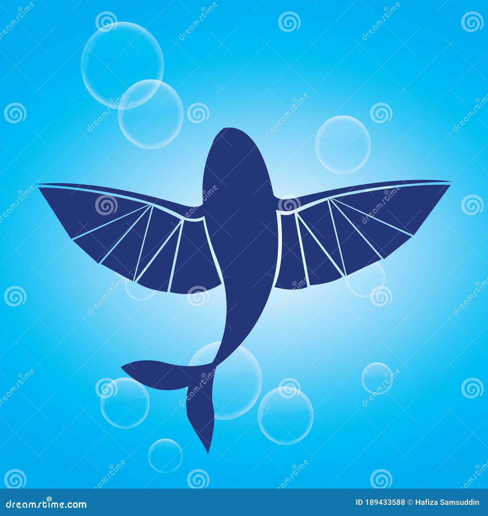 Silhouette of Flying Fish. Vector Illustration Decorative Design Stock ...