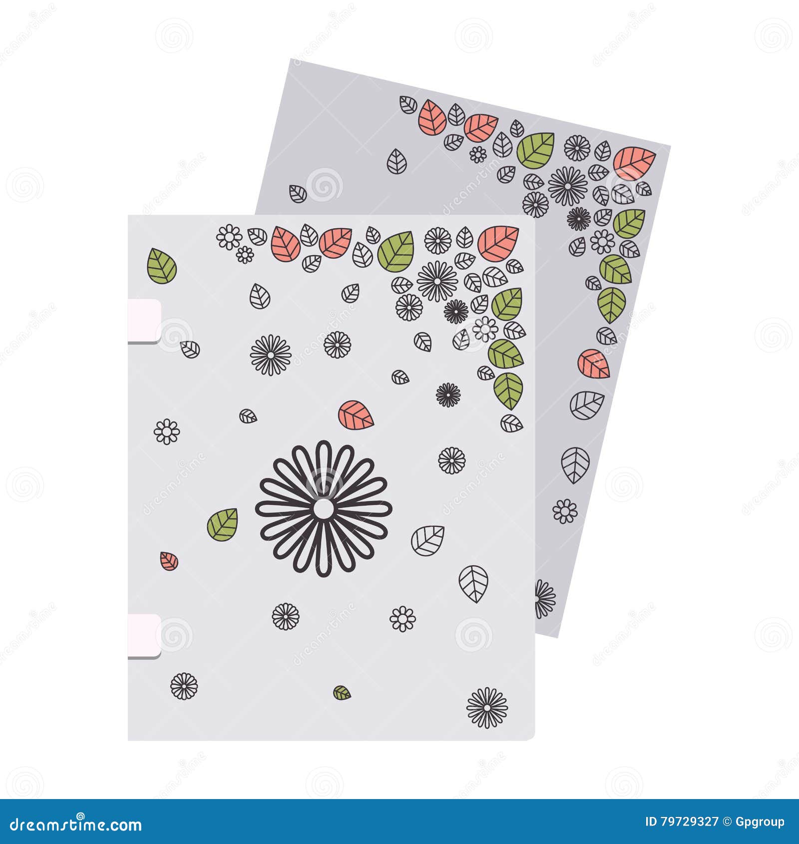 Silhouette Folder with Background Flowers Stock Vector - Illustration ...