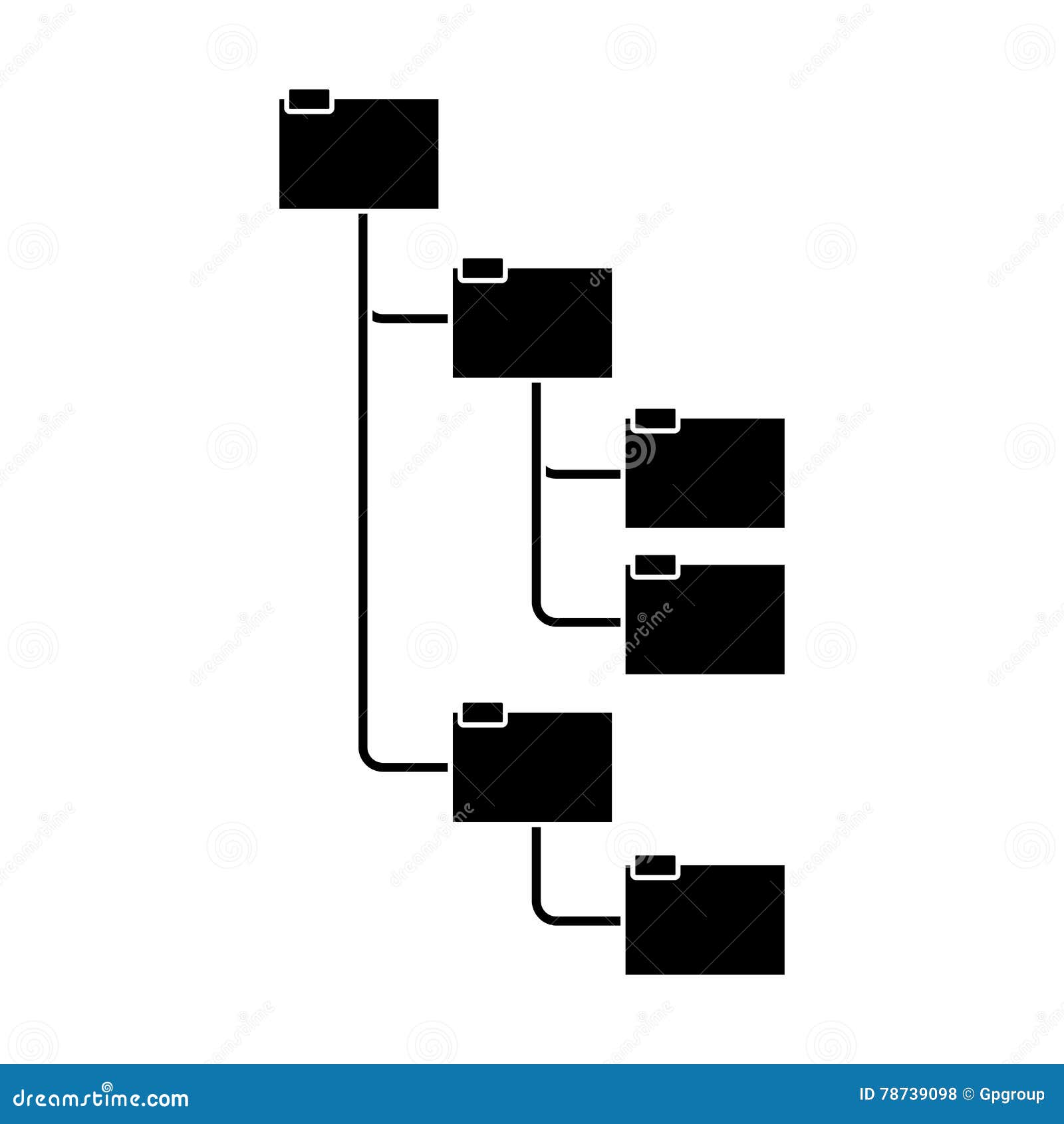 Silhouette Folders Organized in Hierarchy Stock Vector - Illustration ...