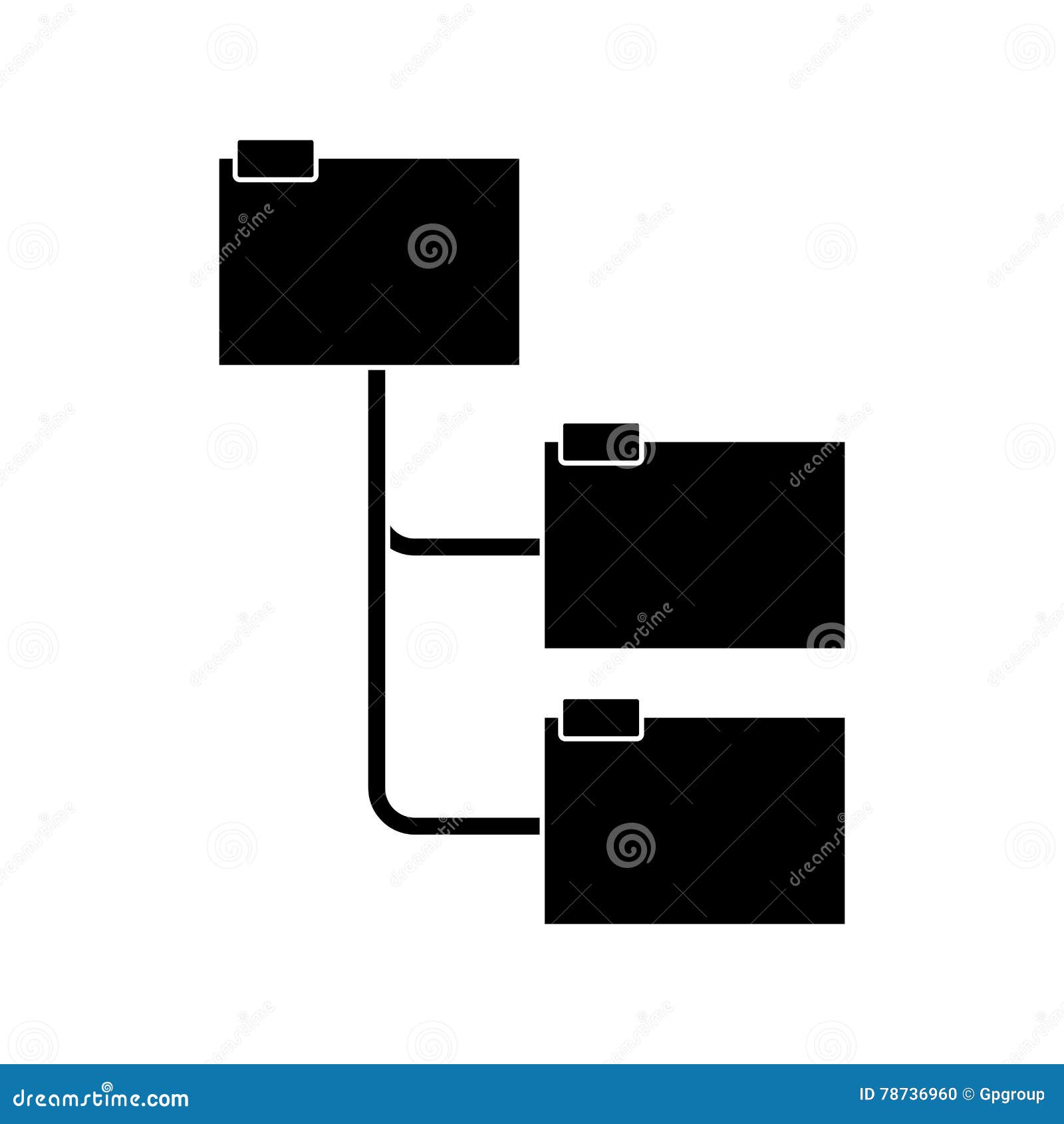 Silhouette Folders Organized in Line Stock Vector - Illustration of ...