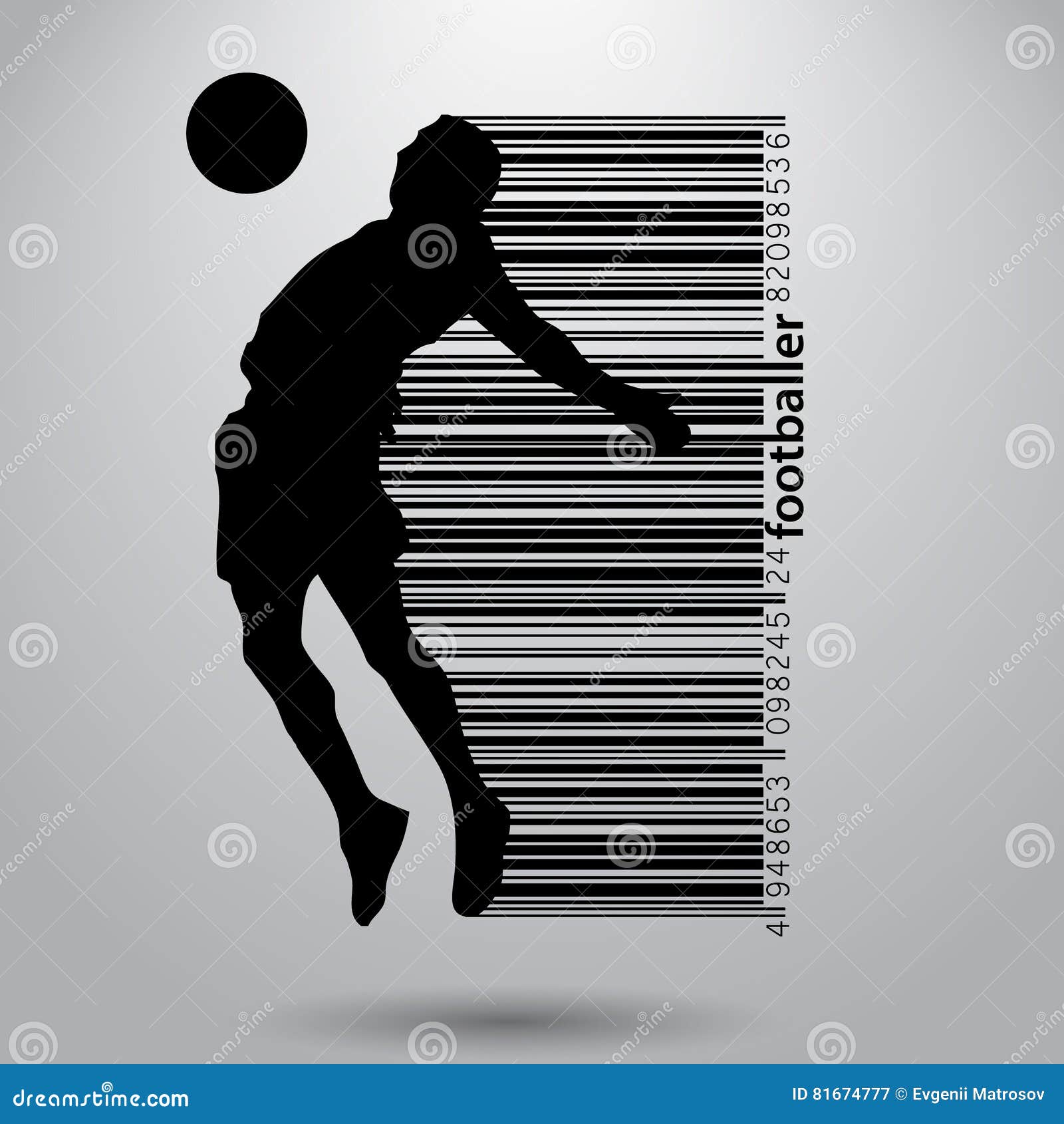 Silhouette of a Football Player and Barcode Stock Vector - Illustration ...