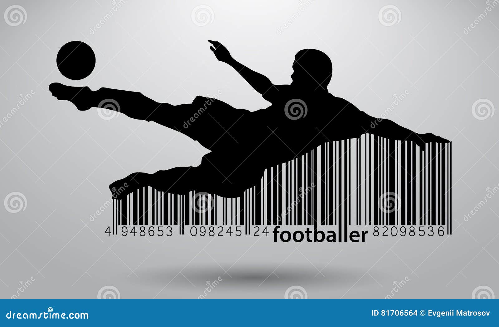 Silhouette of a Football Player and Barcode Stock Vector - Illustration ...