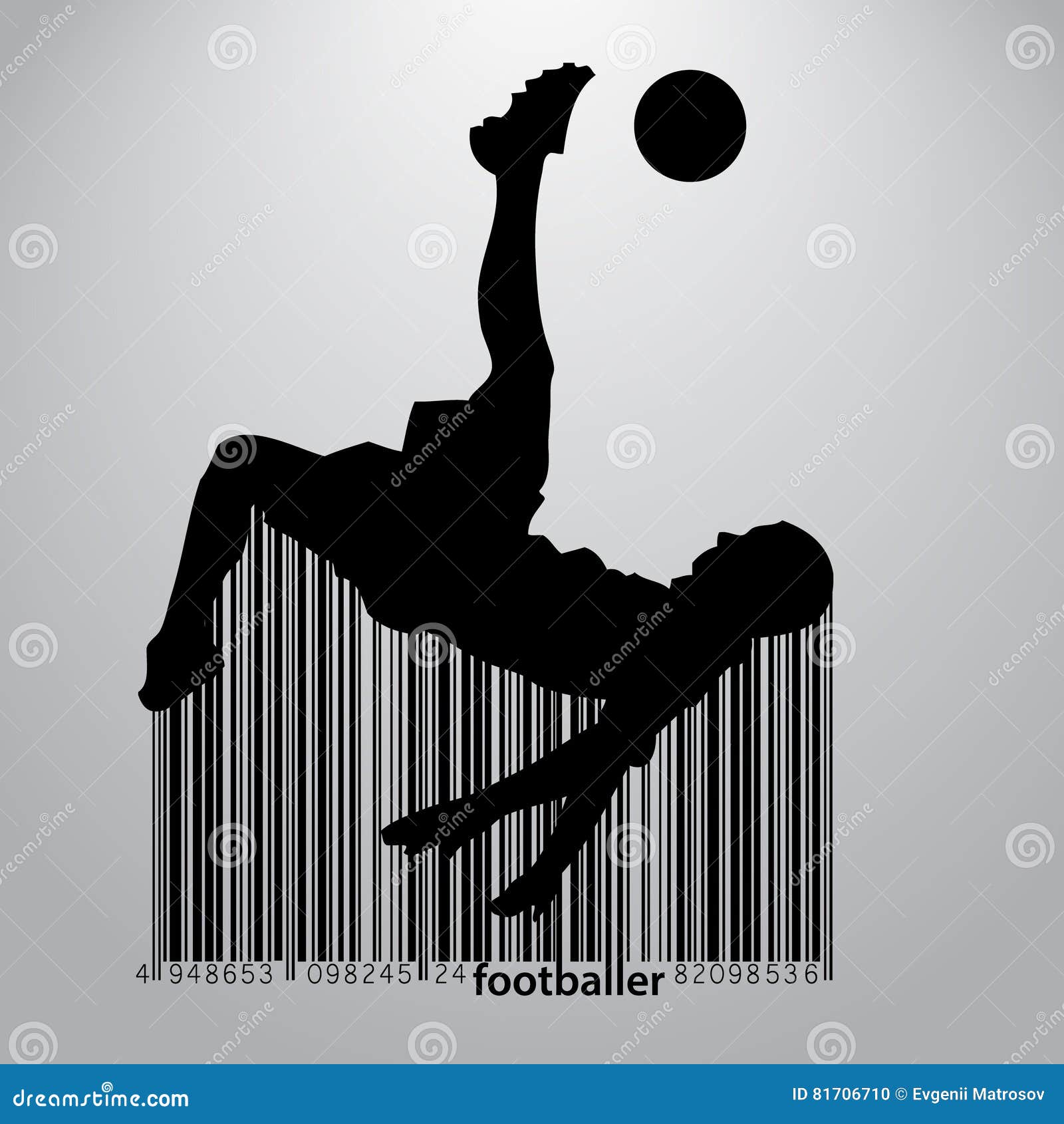Silhouette of a Football Player and Barcode Stock Vector - Illustration ...