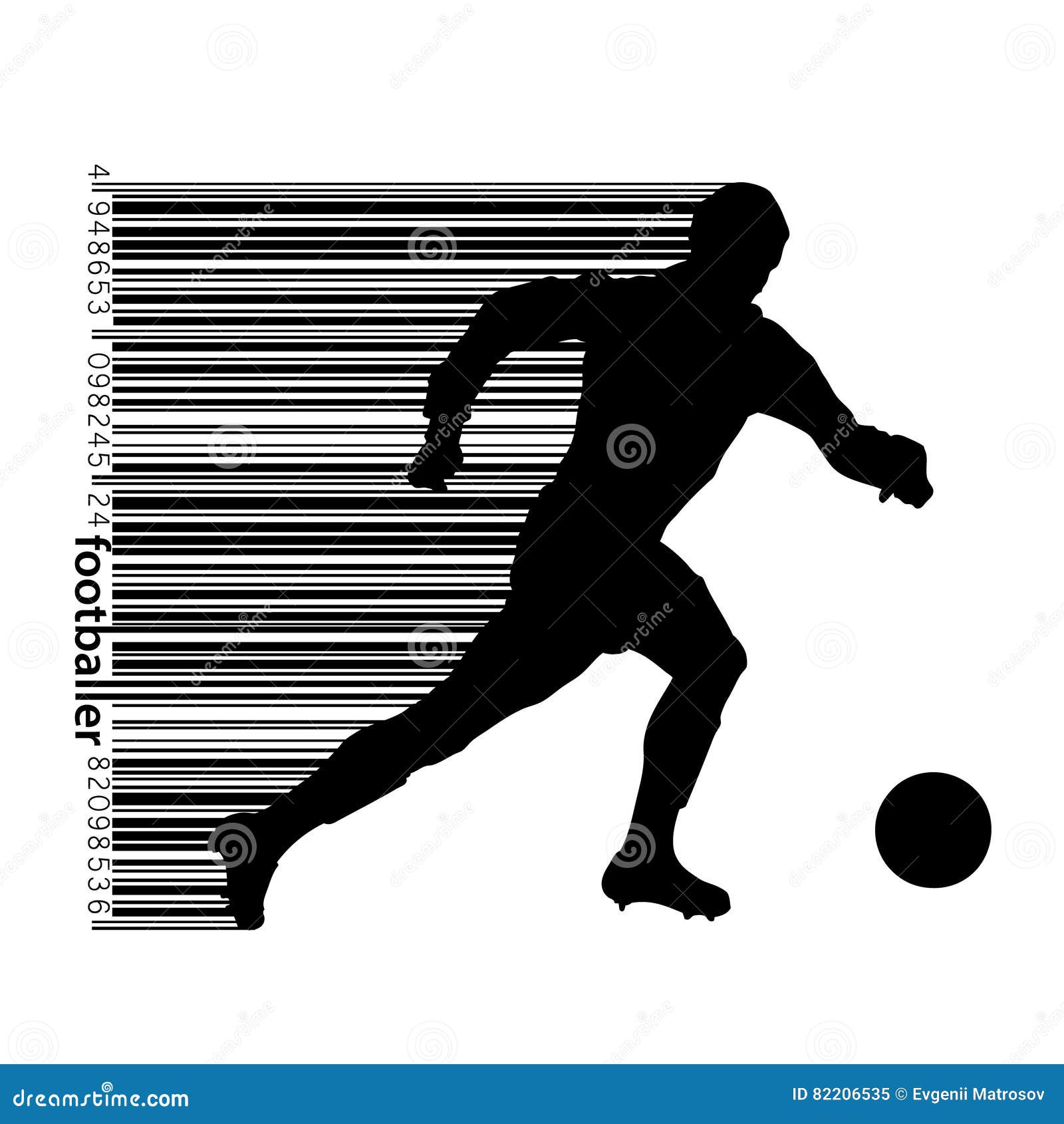 Silhouette of a Football Player and Barcode Stock Illustration ...