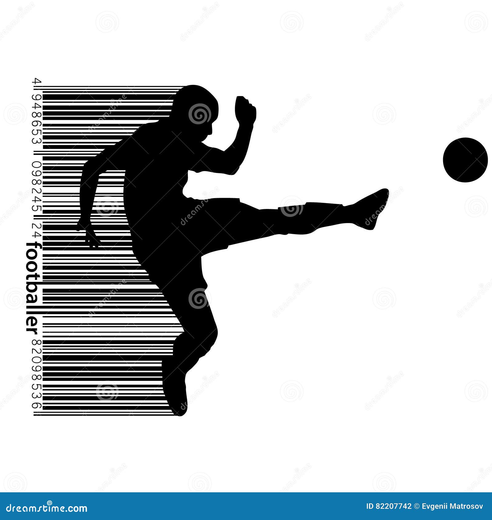 Silhouette of a Football Player and Barcode Stock Illustration ...