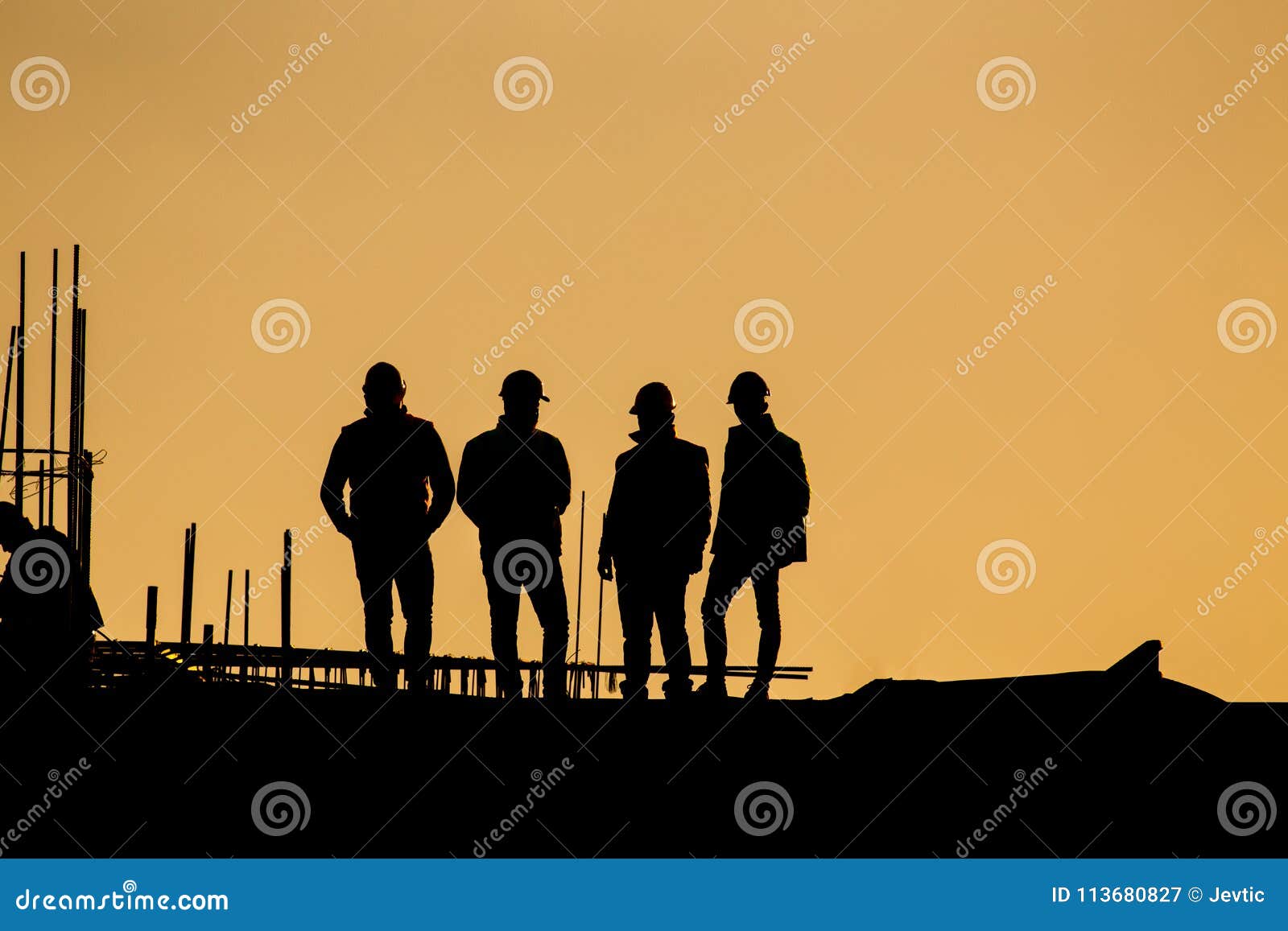 Silhouette of Engineers at Construction Site Editorial Photography ...