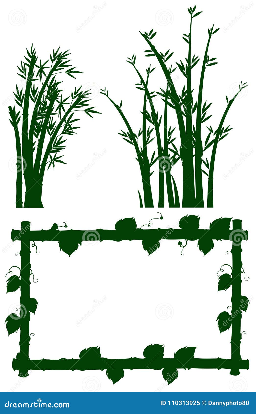 Silhouette Frame with Bamboo Tree Stock Vector - Illustration of design ...