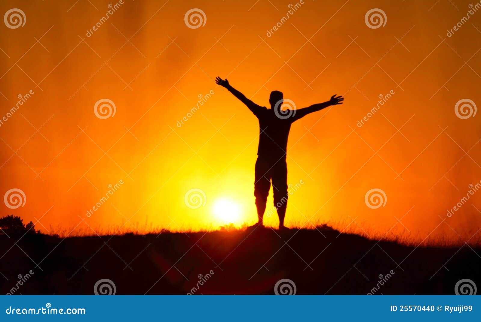 Silhouette of freedom man stock photo. Image of stand - 25570440