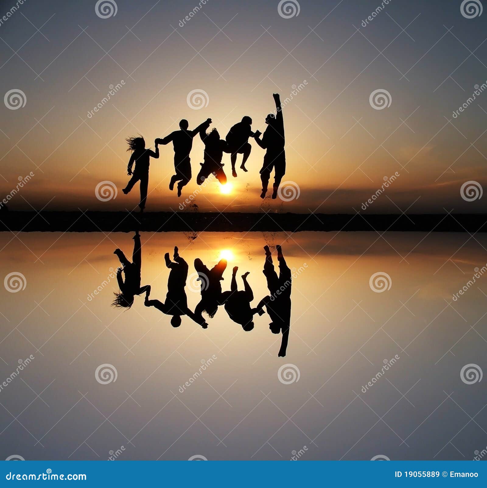 Silhouette of Friends at Sunset Stock Image - Image of party, dance ...