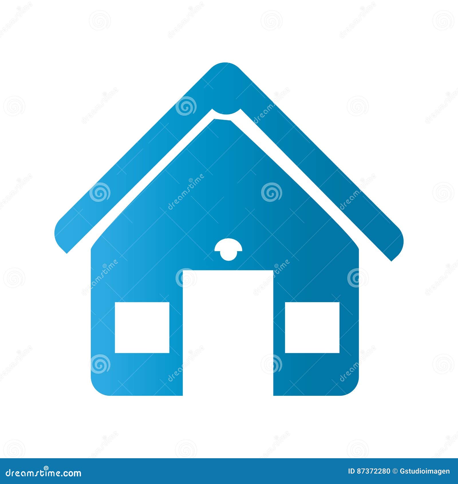 Silhouette Front View House with Two Windows Icon Flat Stock Vector ...