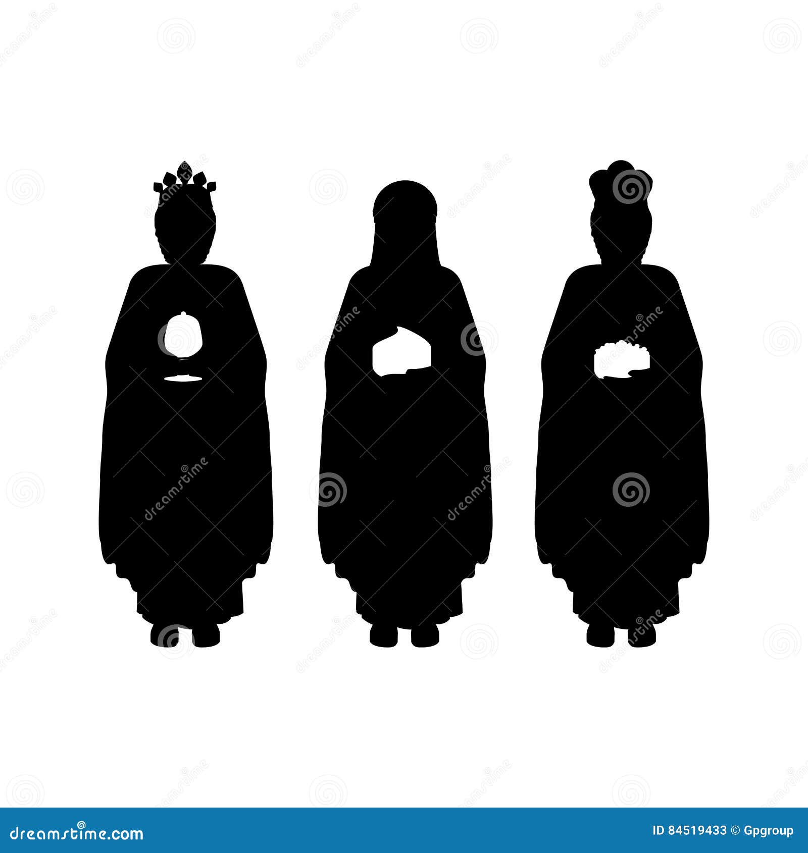 Silhouette Full Body Wise Men with Gifts Stock Vector - Illustration of ...
