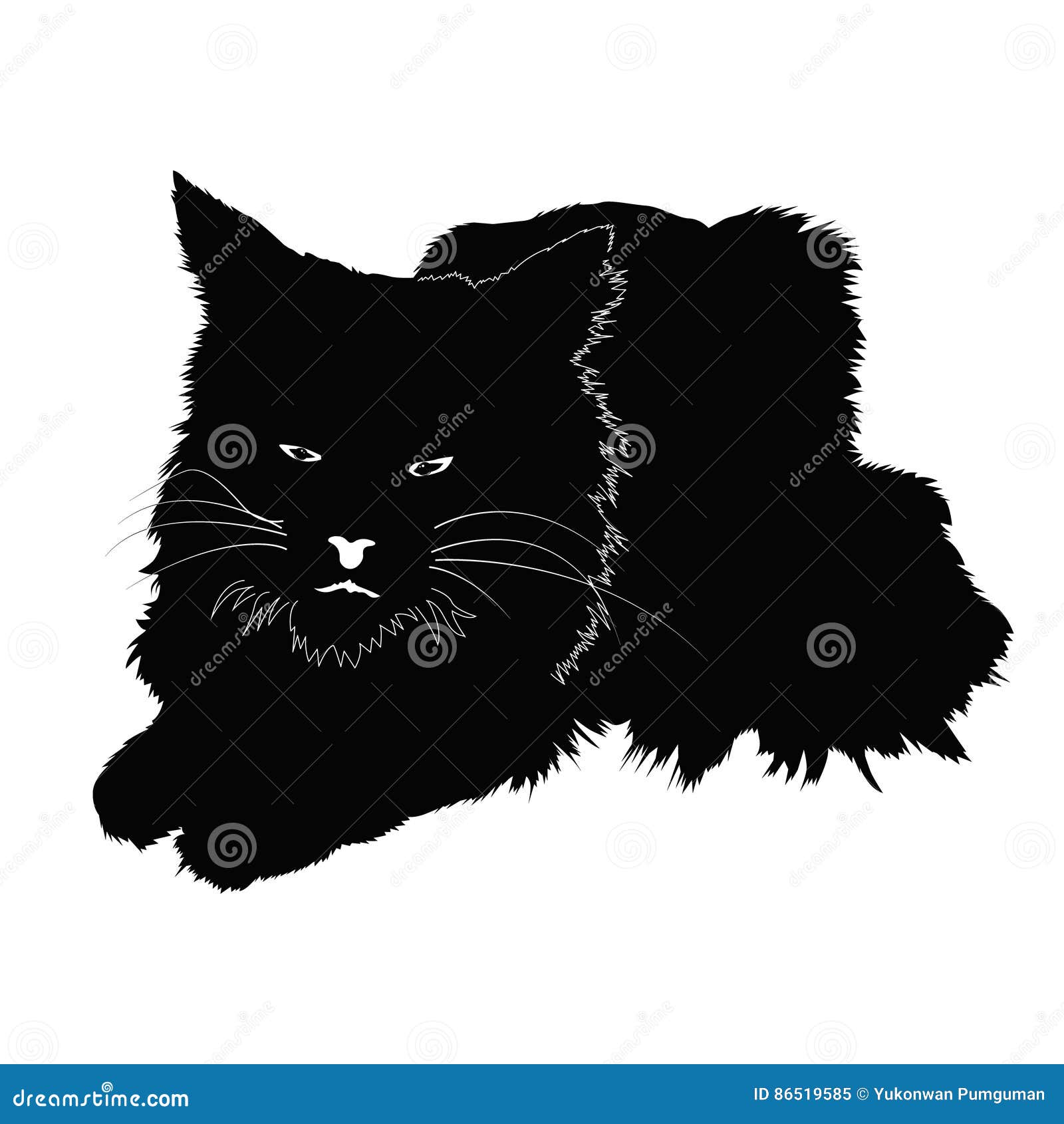 Silhouette Furry Cat, Isolated Animal Shape, Vector Stock Vector ...