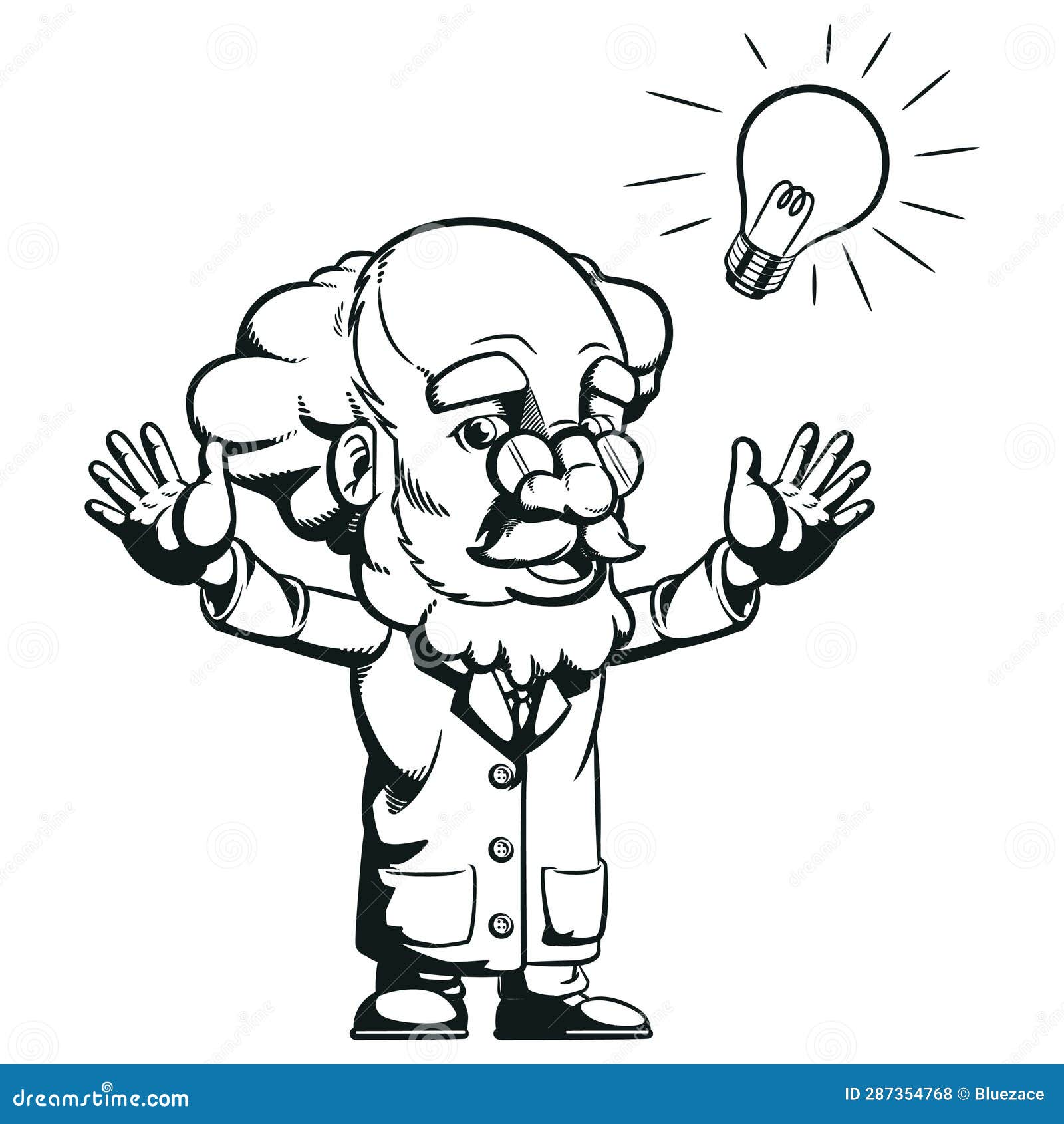 Silhouette Genius Scientist Light Bulb Idea Stock Vector - Illustration ...