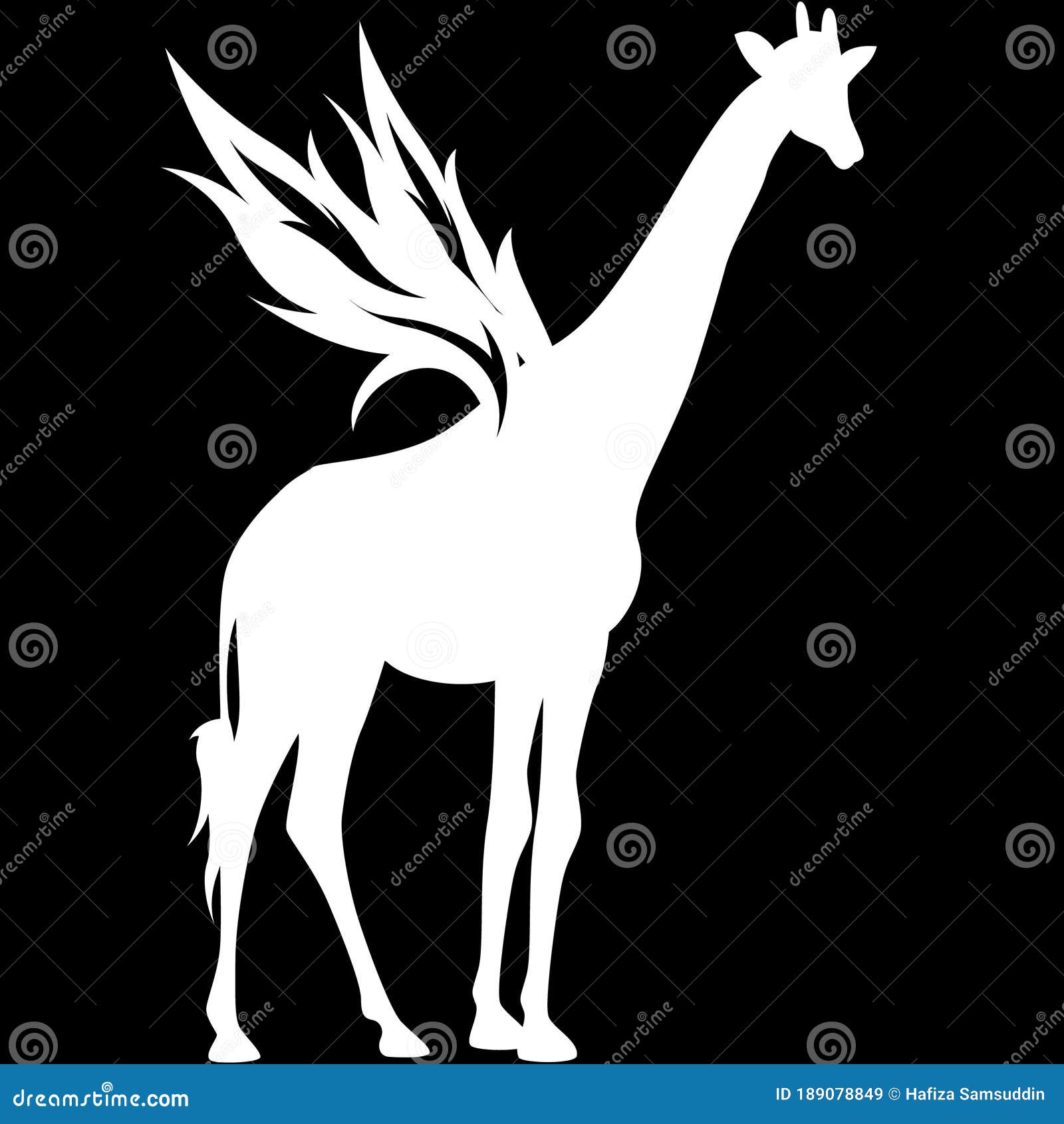Silhouette of Giraffe with Wings. Vector Illustration Decorative Design ...