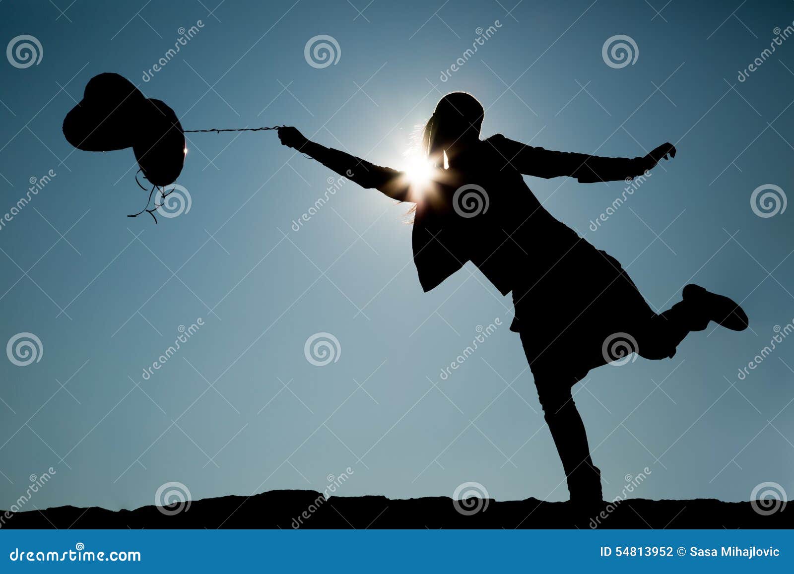 String Of Red Balloons With Blue Sky Background Royalty-Free Stock ...