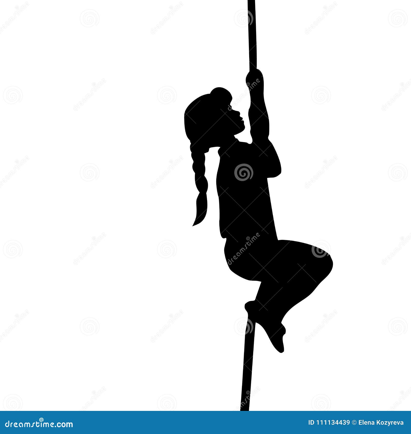 Silhouette Girl Climbs Up The Rope Stock Vector Illustration Of
