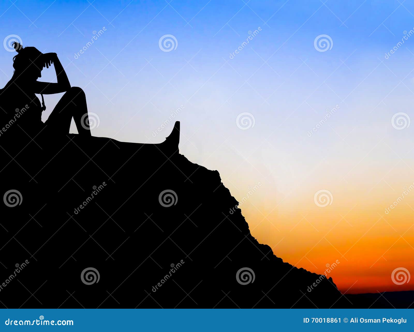 Silhouette of Girl in Depression Stock Image - Image of horizon, person ...