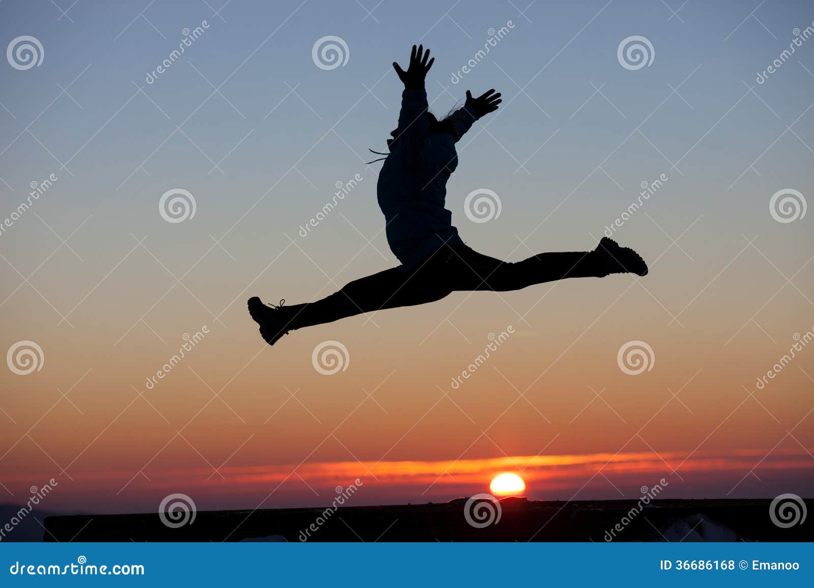 Jump With Sunset In The Background Stock Photo | CartoonDealer.com ...