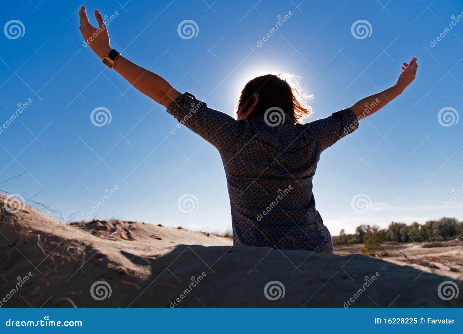 Silhouette of Girl Expressing the Freedom Stock Image - Image of ...